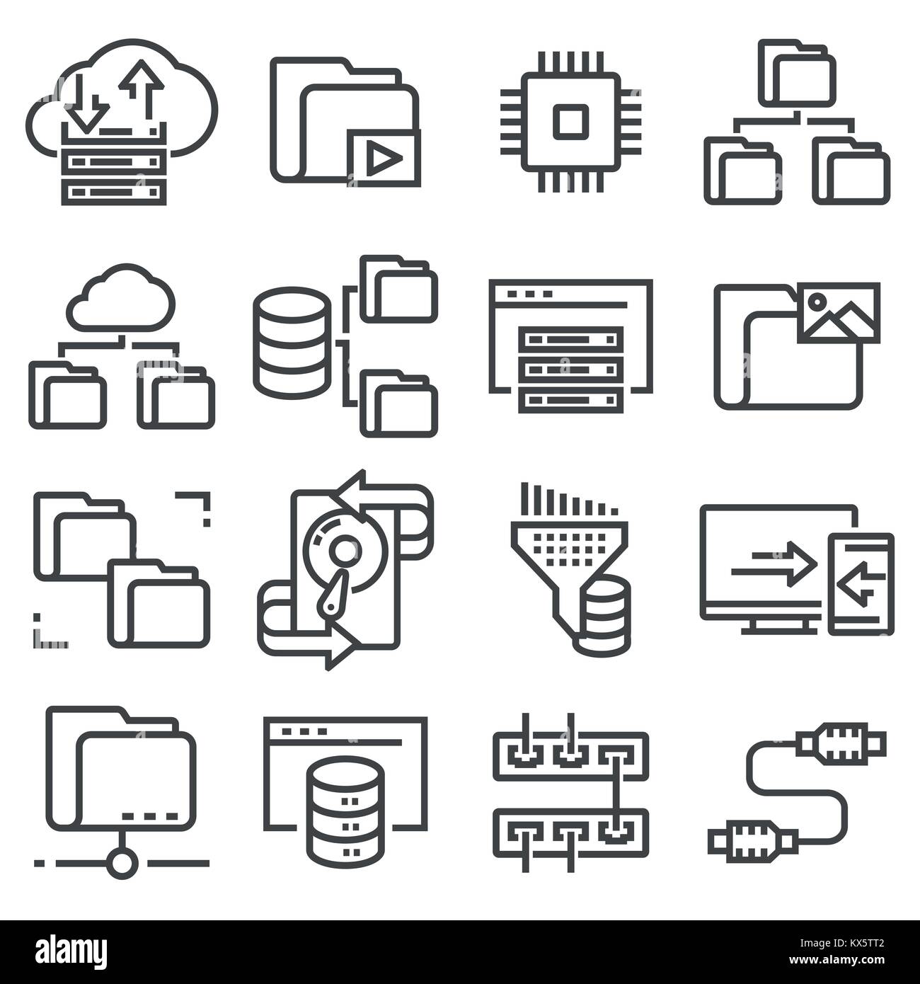 Set of Data Management Related Vector Line Icons Stock Vector Image ...