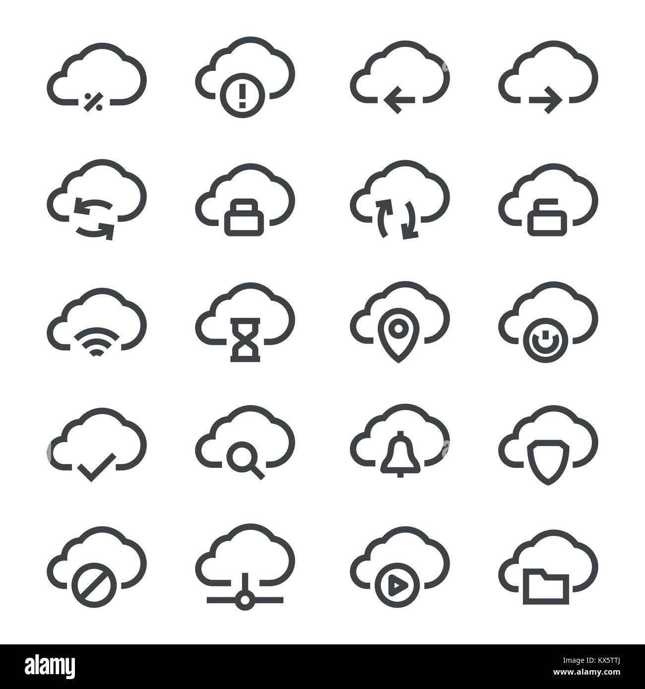 Vector isolated cloud technologies icons set on white background Stock ...