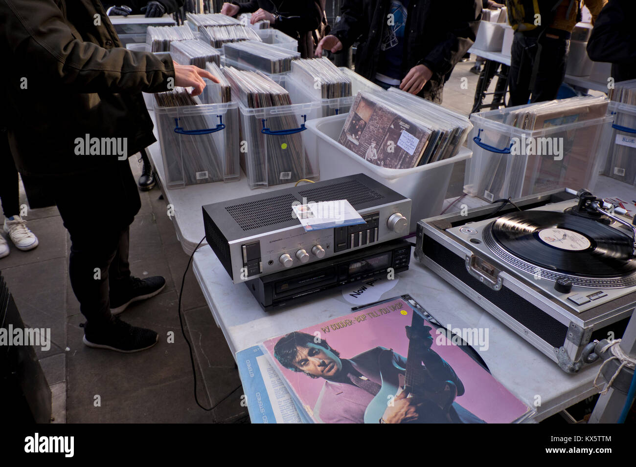 Vintage vinyl record stall in Broadway market,London,UK Stock Photo - Alamy