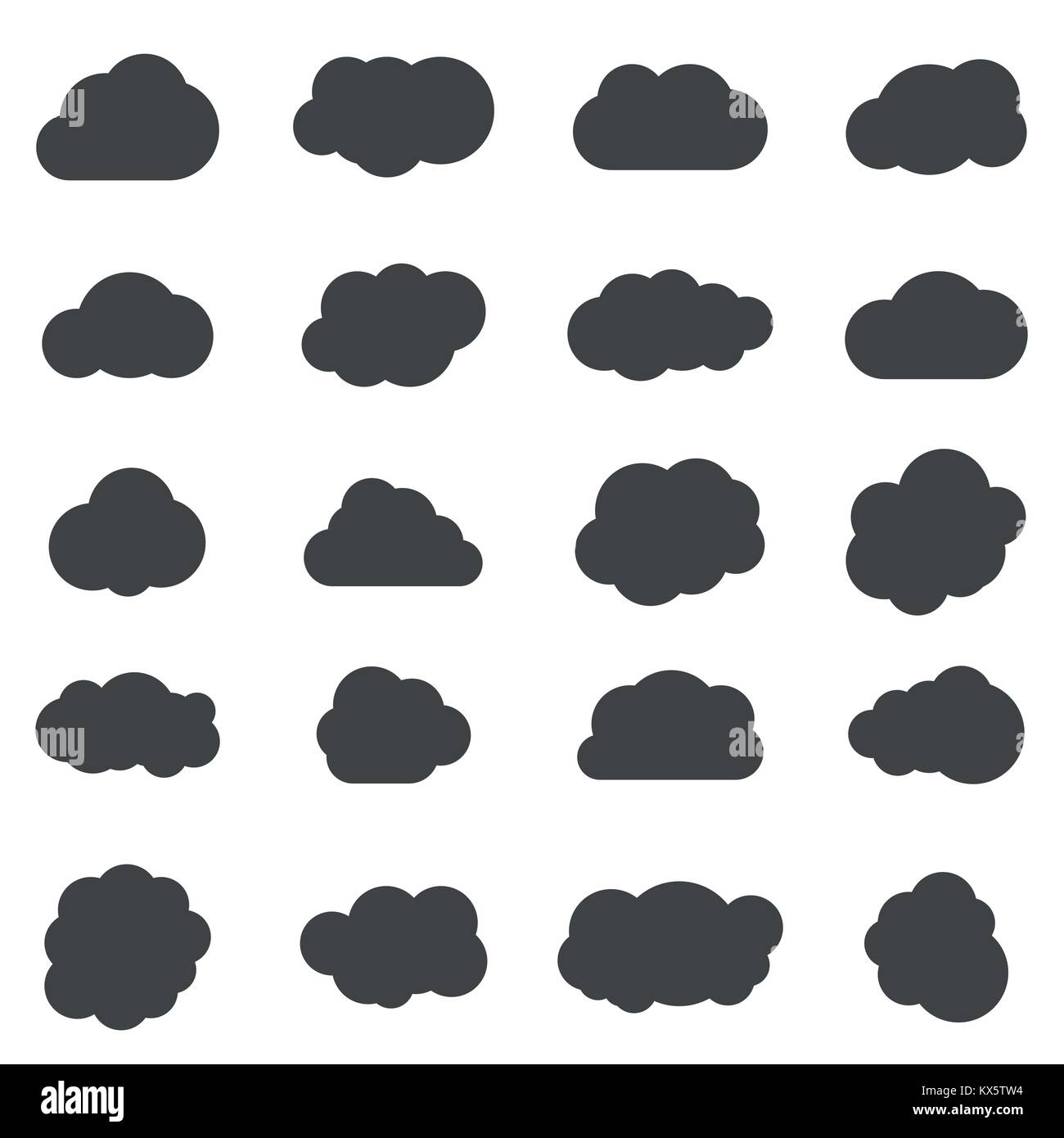 vector black cloud shapes set on white background Stock Vector Image ...