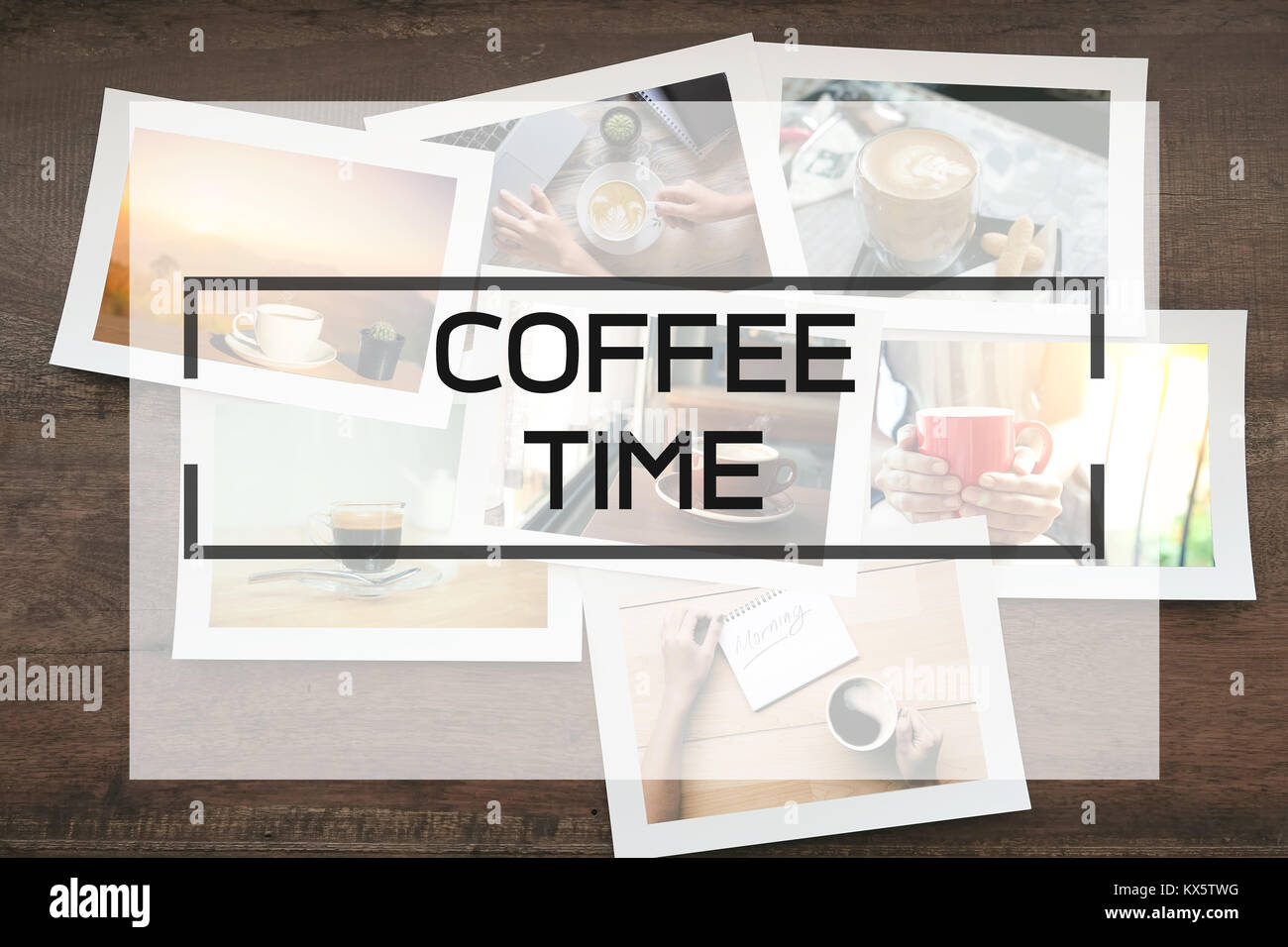 Coffee time background photo and text Stock Photo - Alamy