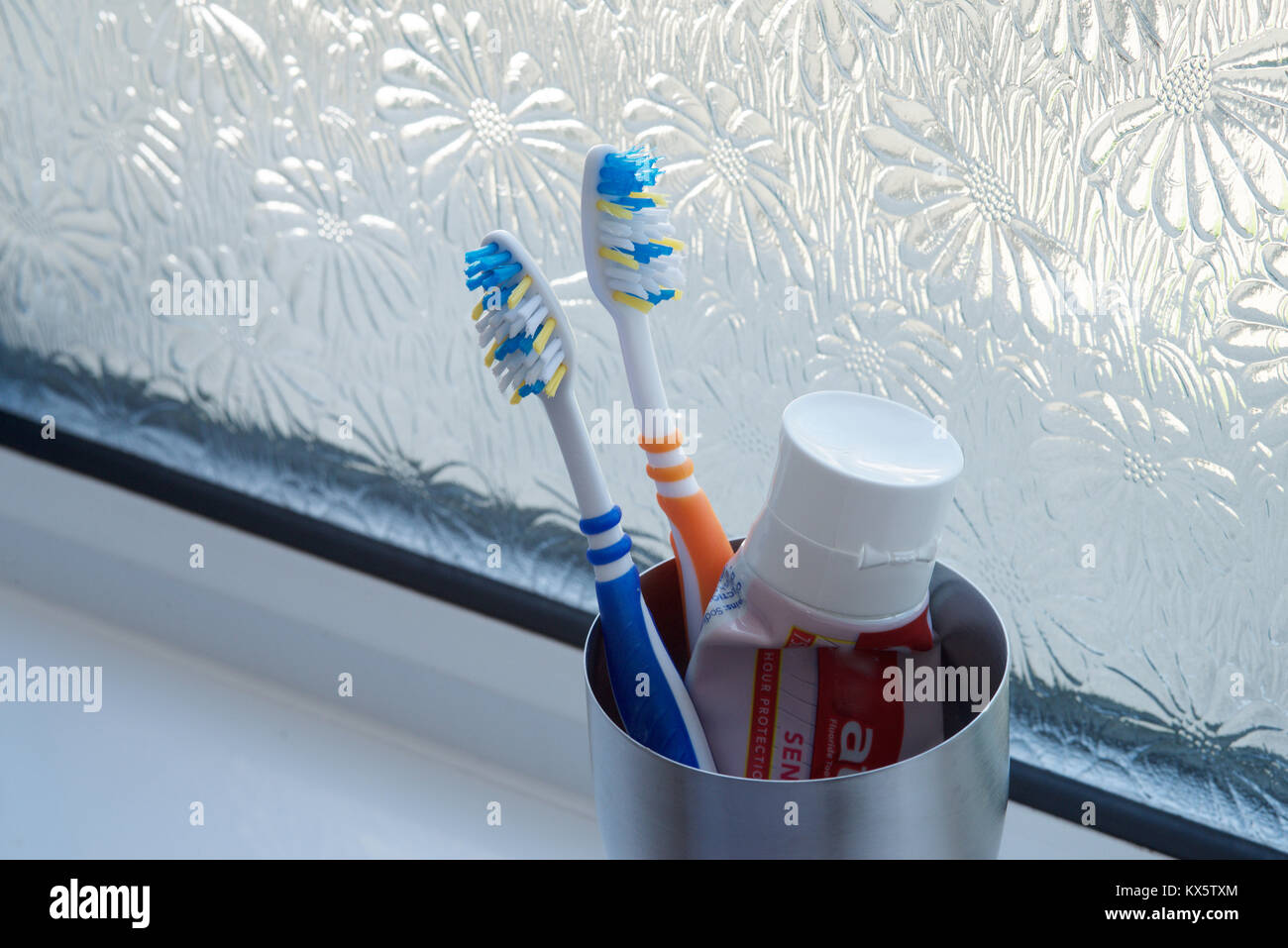 Toothpaste And Toothbrush And Glass High Resolution Stock Photography ...