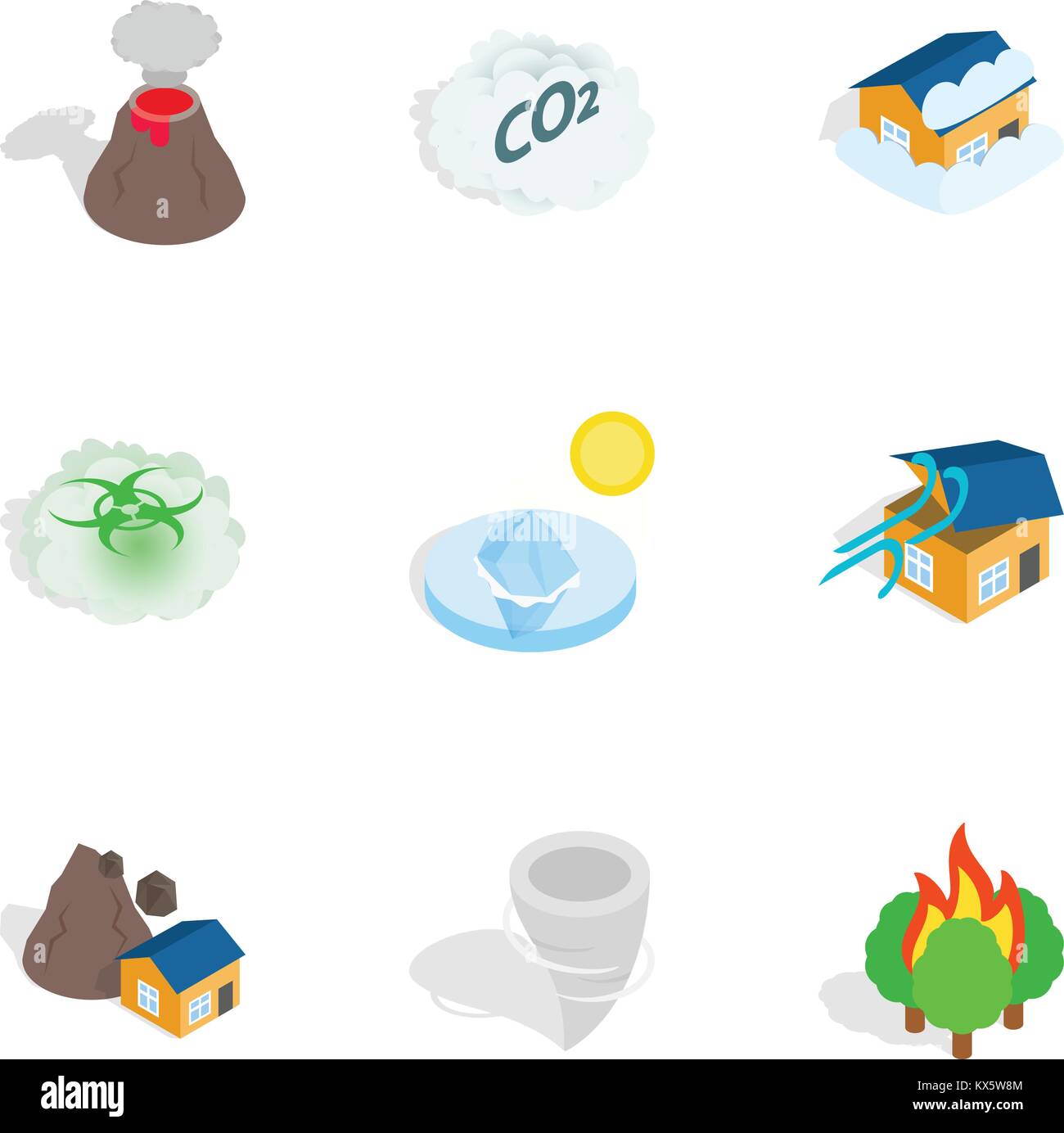 Catastrophe icons, isometric 3d style Stock Vector Image & Art - Alamy