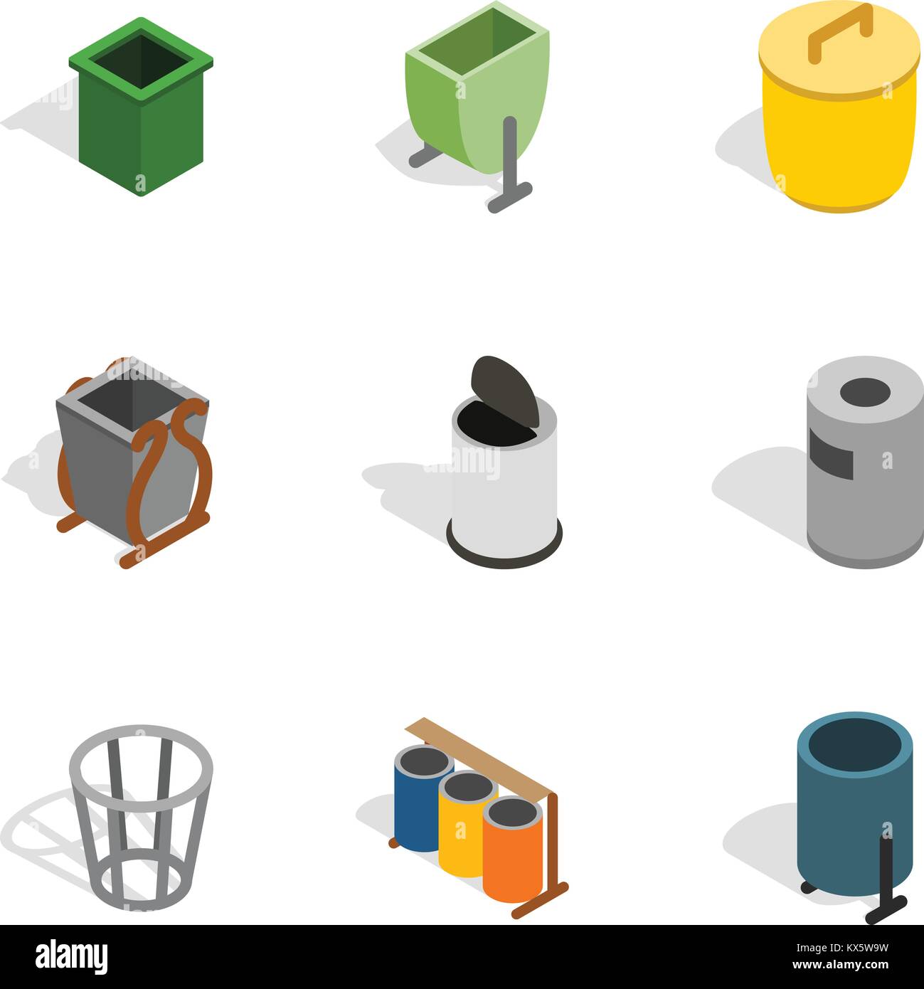 Garbage container icons, isometric 3d style Stock Vector Image & Art ...