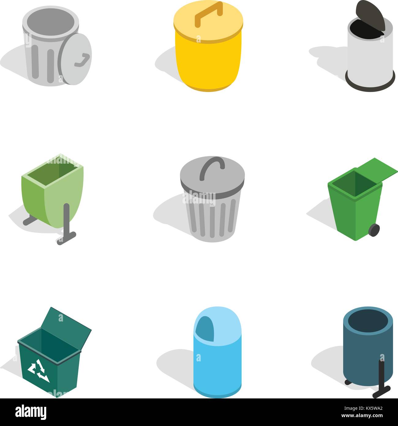 Garbage storage icons, isometric 3d style Stock Vector Image & Art - Alamy