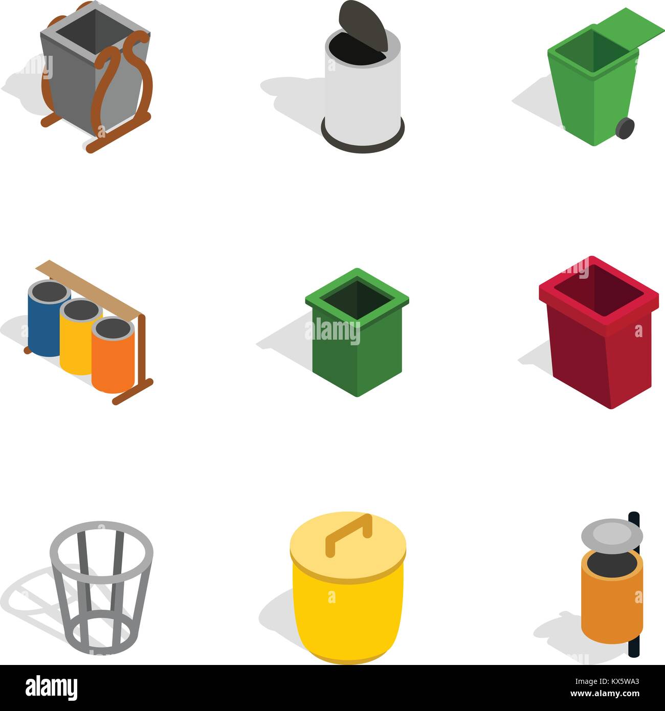 Trash can icons, isometric 3d style Stock Vector Image & Art - Alamy