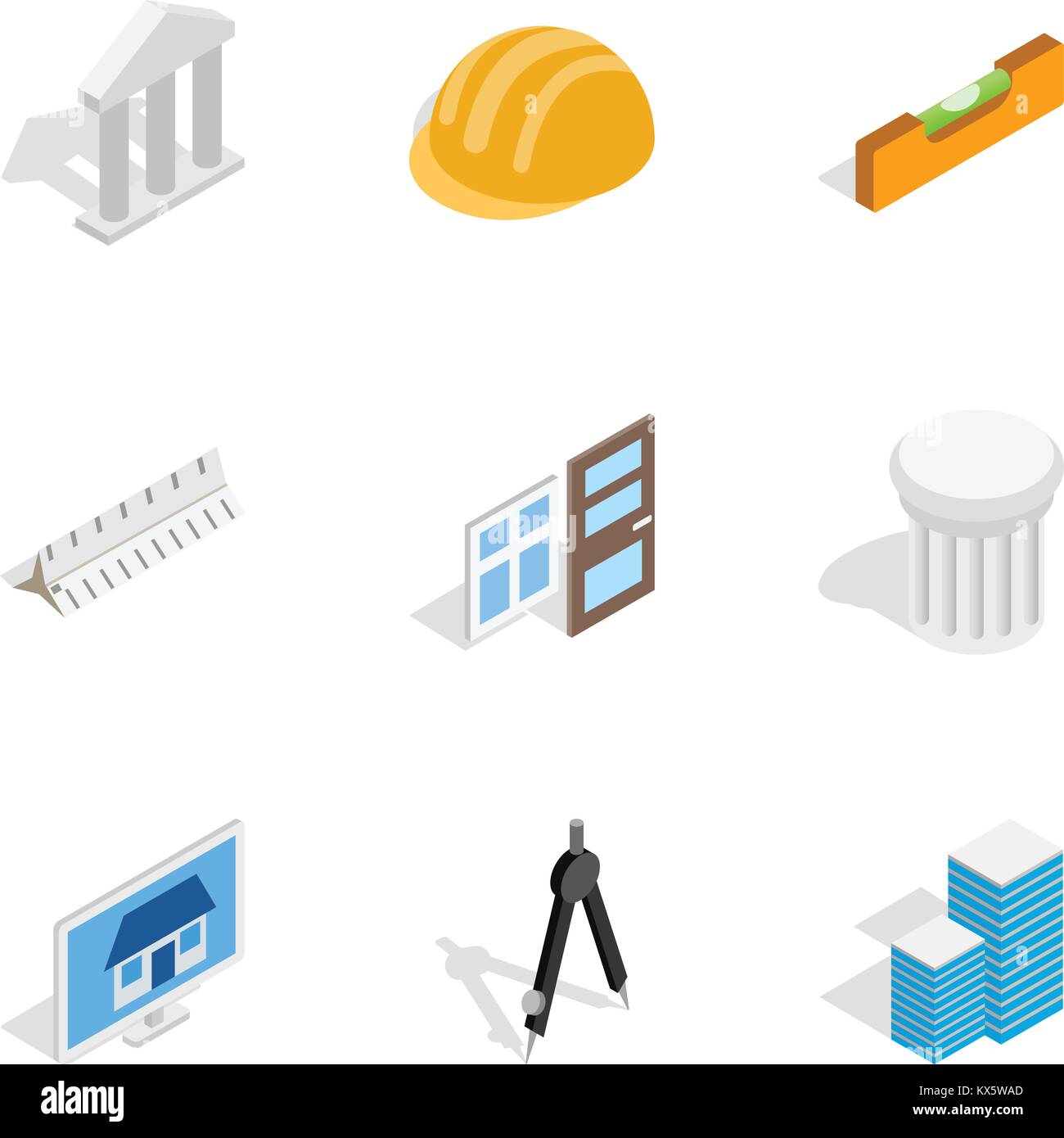 Construction and engineer icons isometric 3d style Stock Vector Image ...