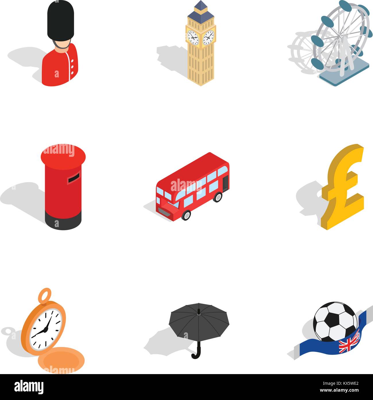 British culture icons, isometric 3d style Stock Vector Image & Art - Alamy