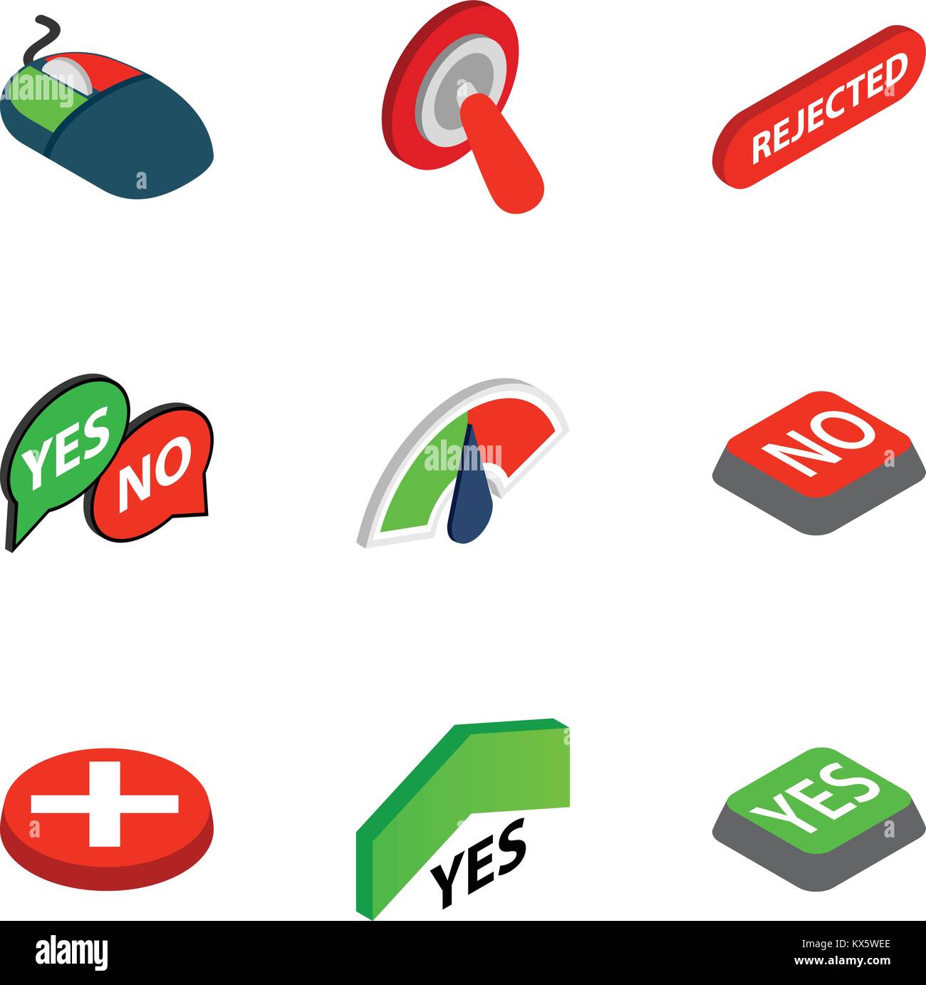 Yes and No button icons, isometric 3d style Stock Vector Image & Art ...
