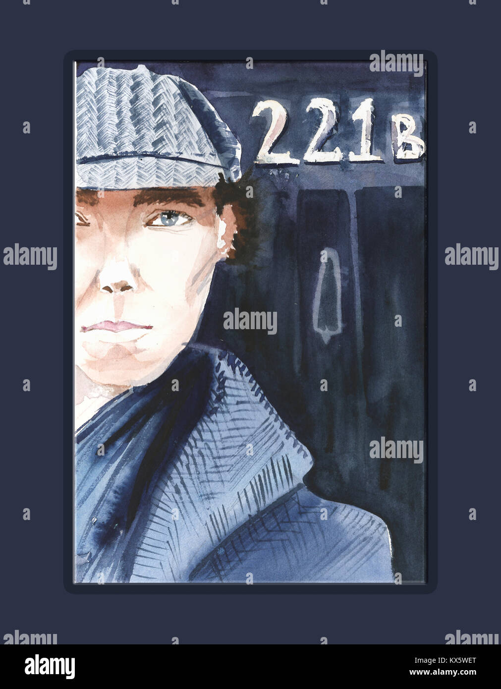 Sherlock Holmes portrait, aquarell and markers, art work Stock Photo ...