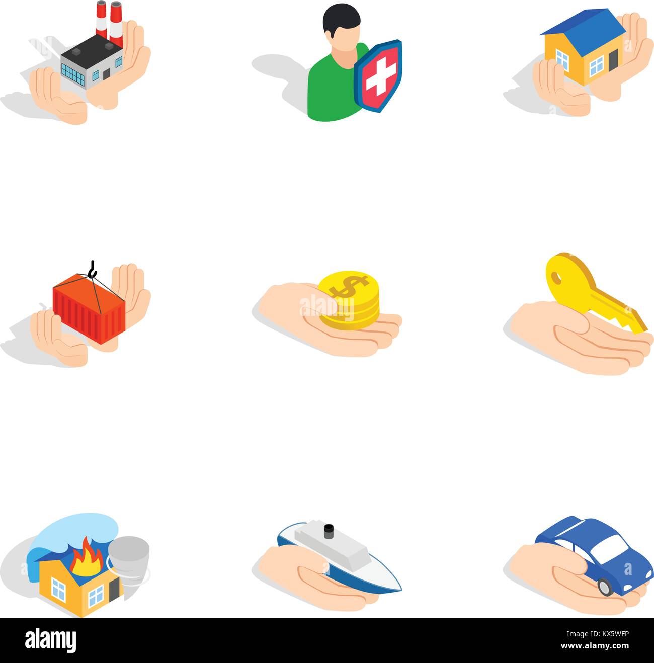 Property insurance icons, isometric 3d style Stock Vector Image & Art ...