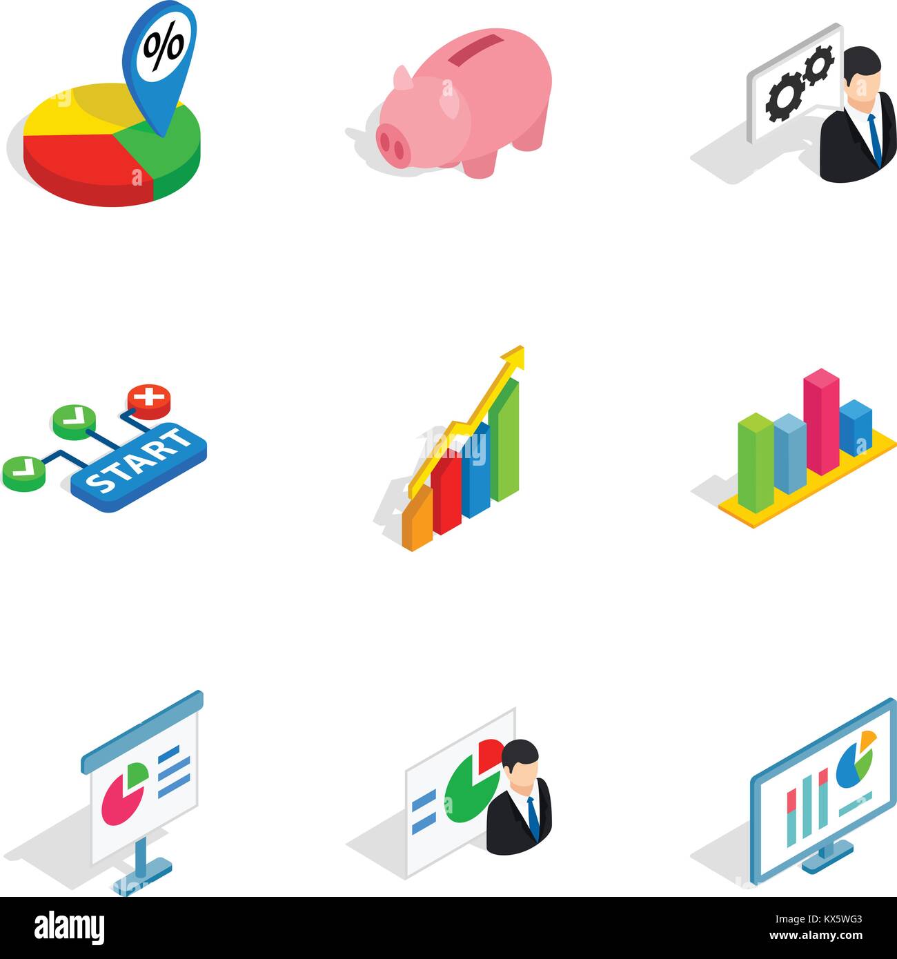 Infographic isometric vector elements 3d pie graph hi-res stock photography and images - Alamy