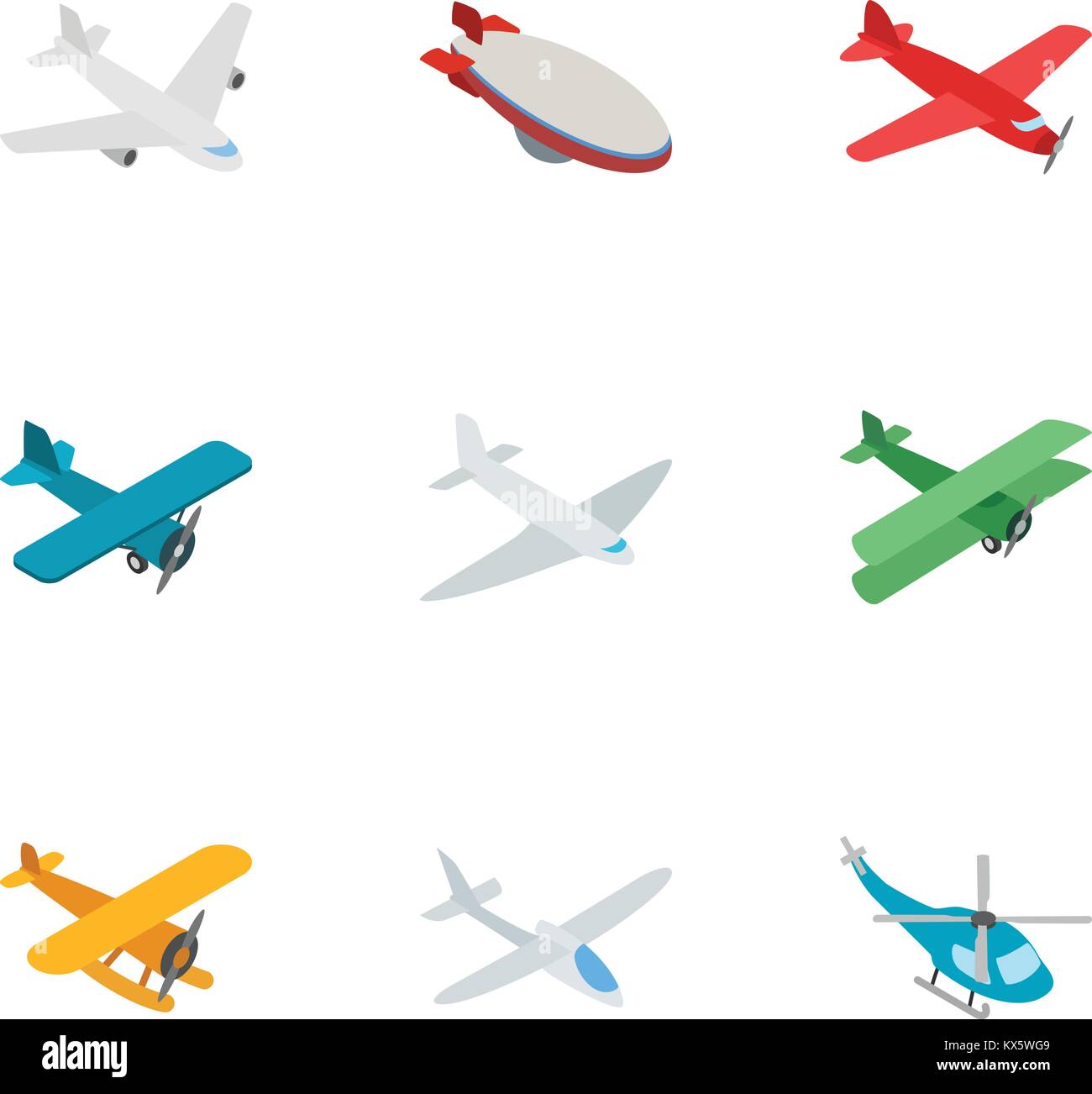 Aviation icons, isometric 3d style Stock Vector Image & Art - Alamy