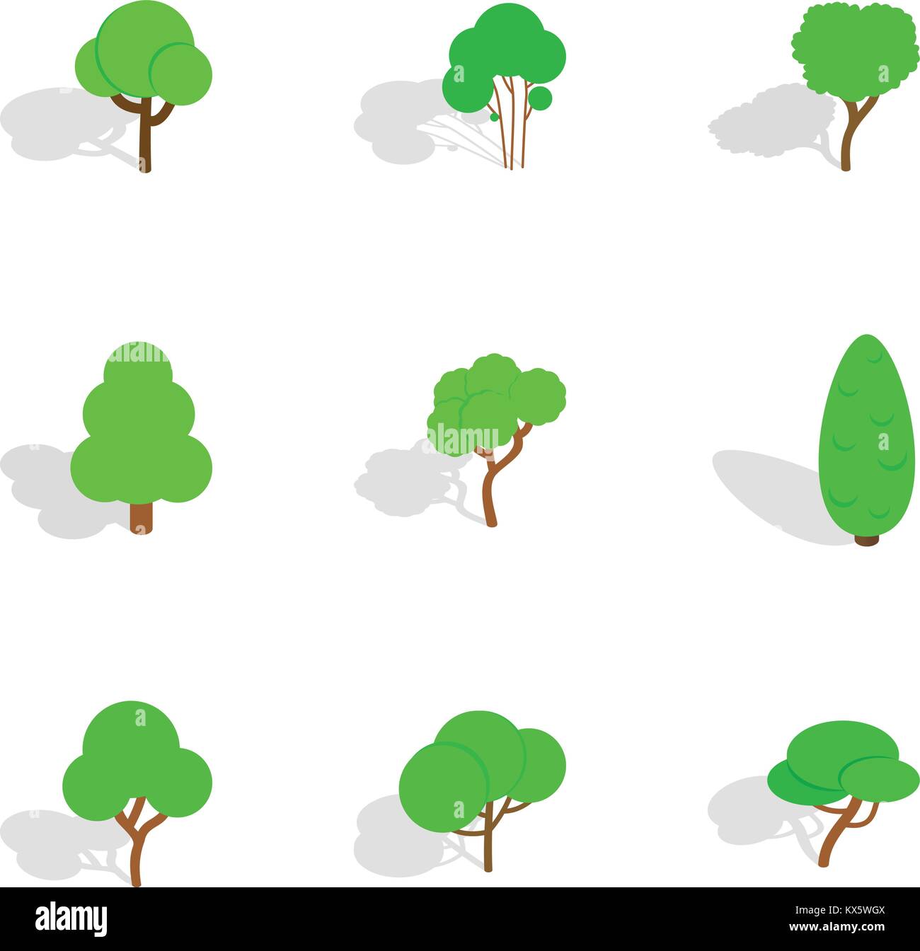 Deciduous trees icons, isometric 3d style Stock Vector Image & Art - Alamy