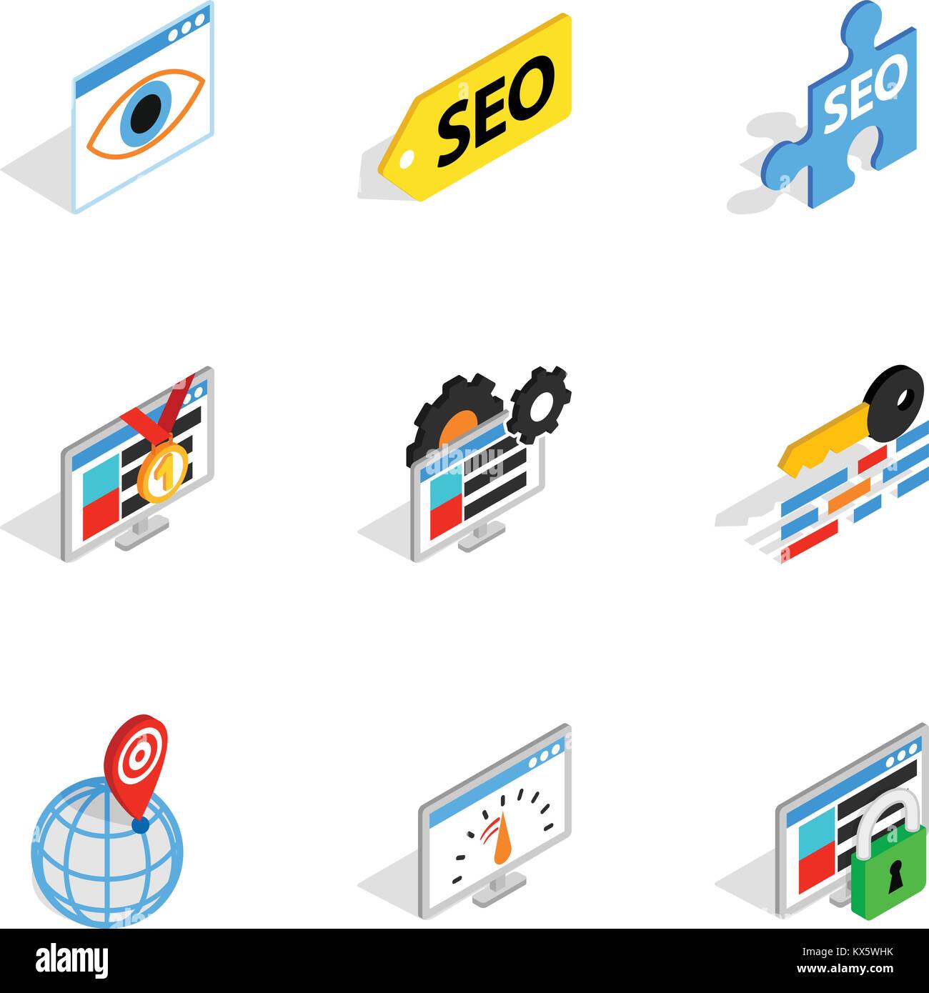 Analytics search information icons Stock Vector Image & Art - Alamy