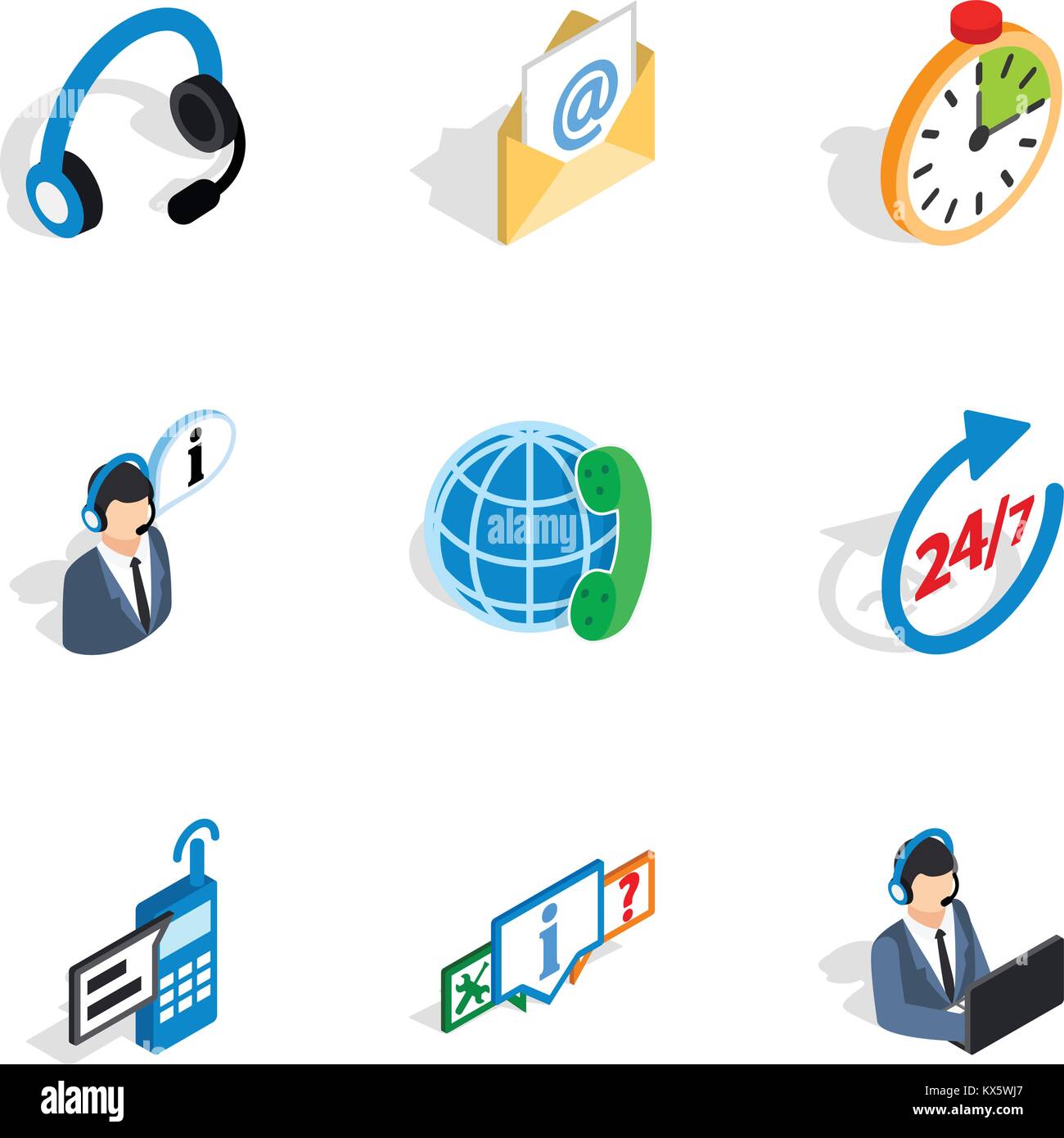 Contact and support icons, isometric 3d style Stock Vector Image & Art ...