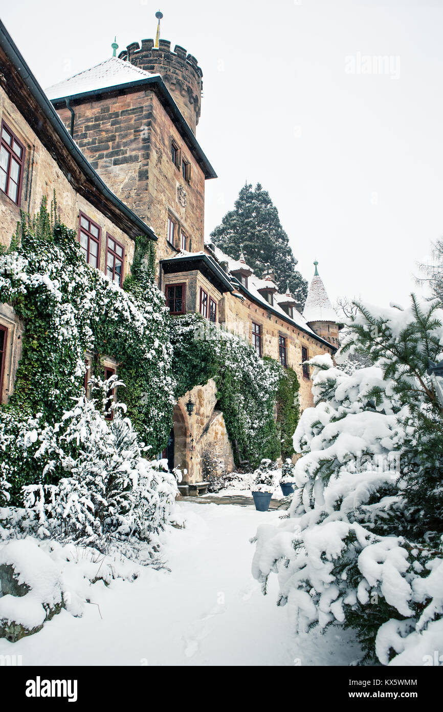 COBURG, GERMANY - CIRCA JANUARY, 2016: Wintry scenes of an old ...