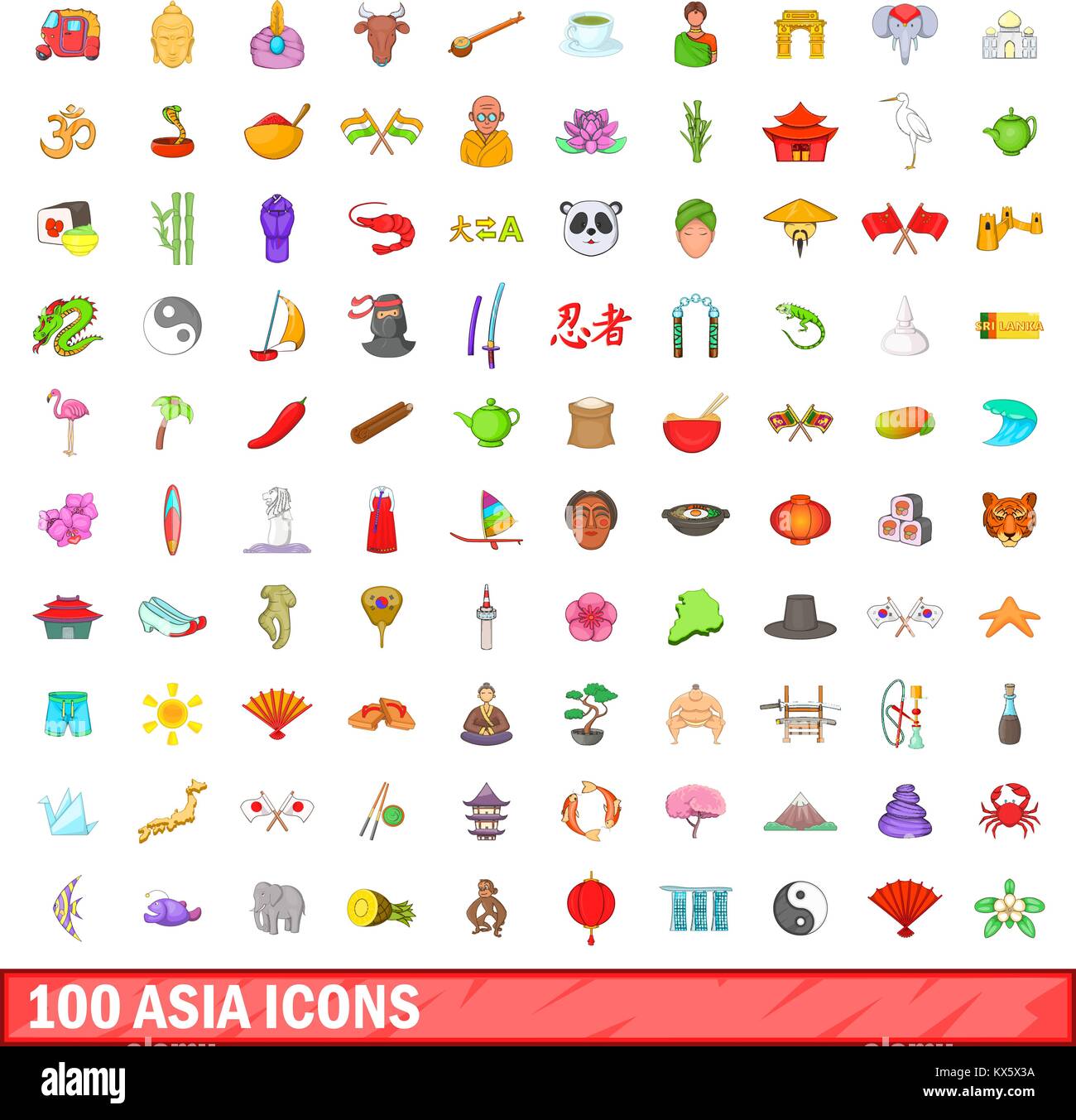 100 Asia icons set, cartoon style Stock Vector Image & Art - Alamy
