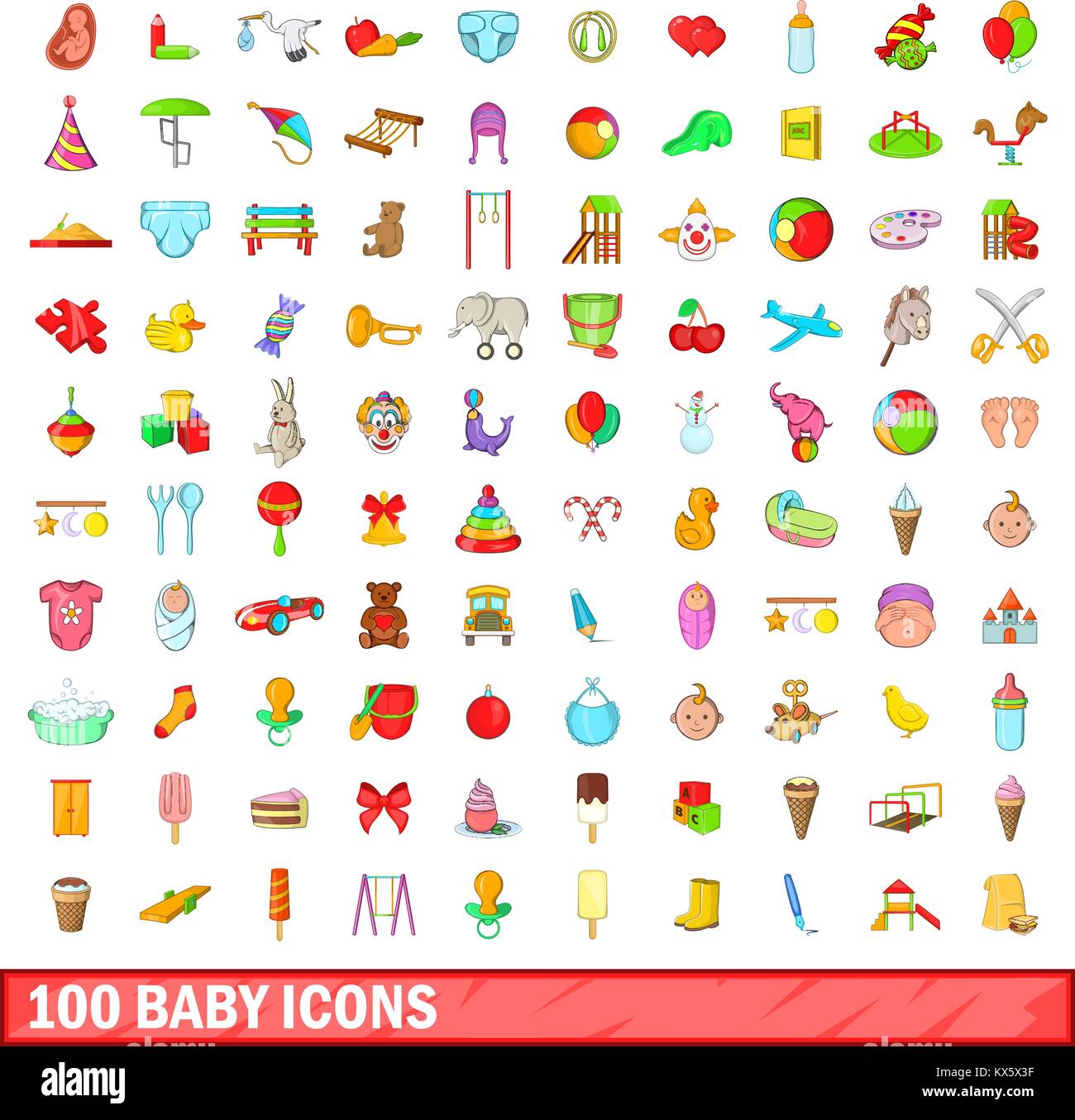 100 baby icons set, cartoon style Stock Vector Image & Art - Alamy