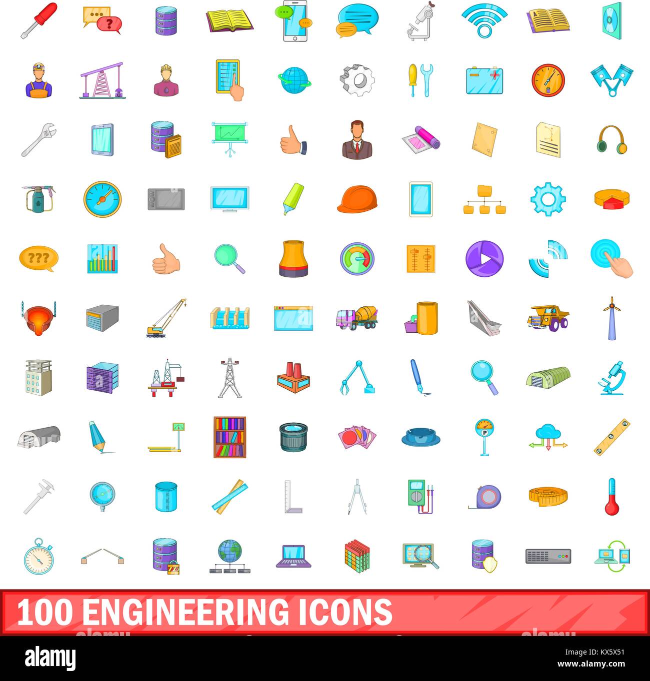 100 engineering icons set, cartoon style Stock Vector Image & Art - Alamy