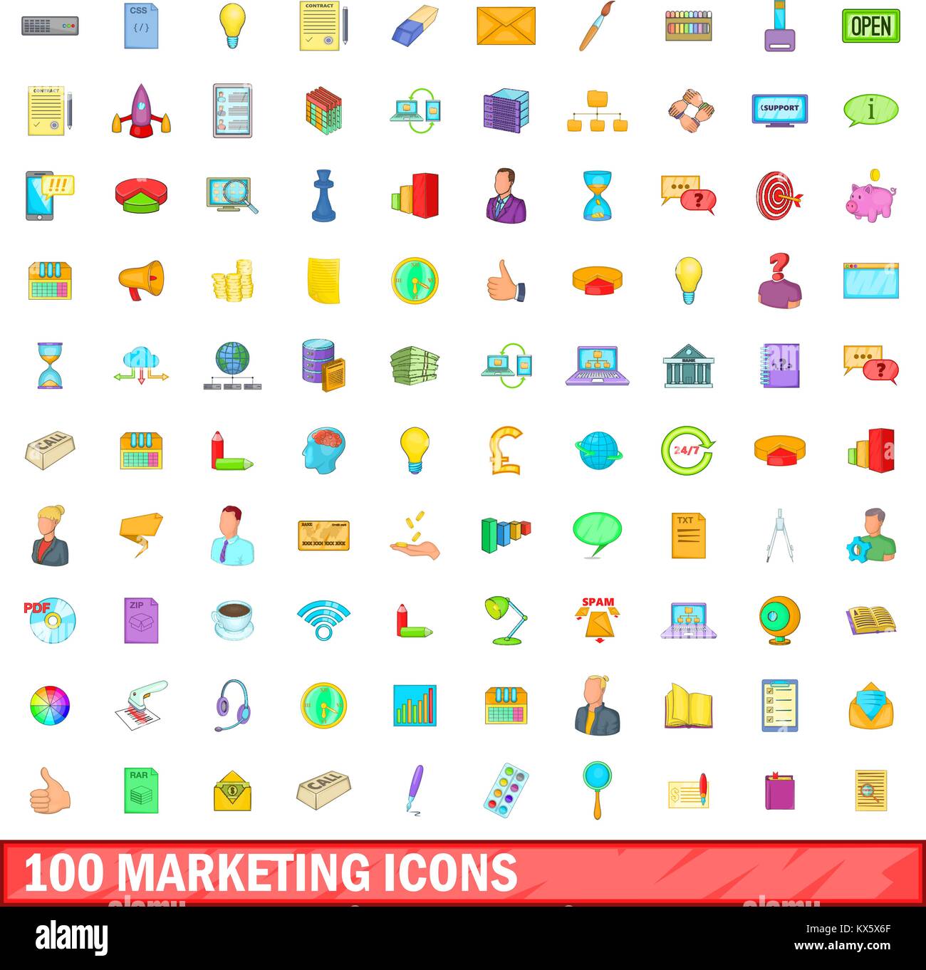 100 marketing icons set, cartoon style Stock Vector Image & Art - Alamy