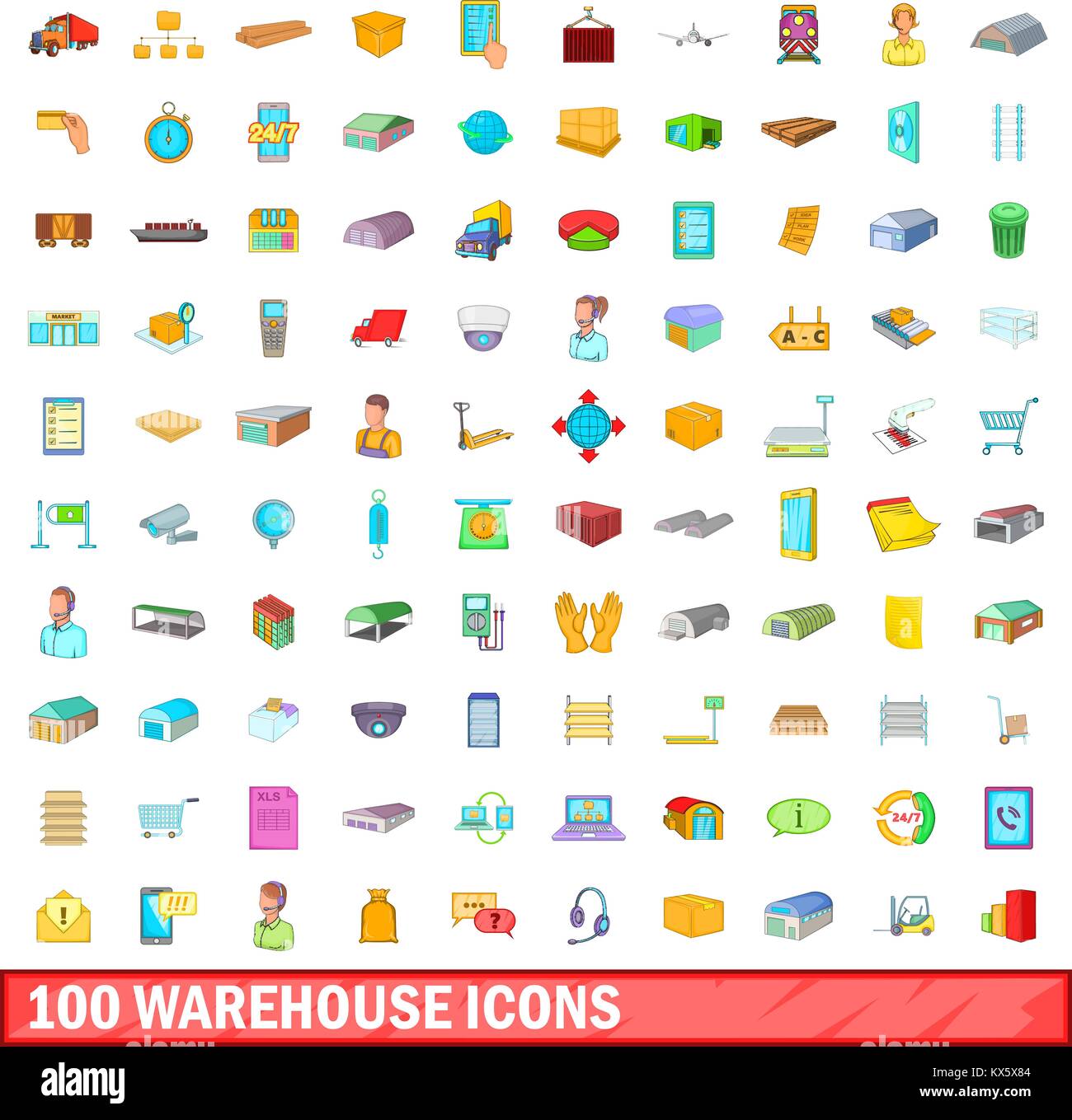 100 warehouse icons set, cartoon style Stock Vector Image & Art - Alamy