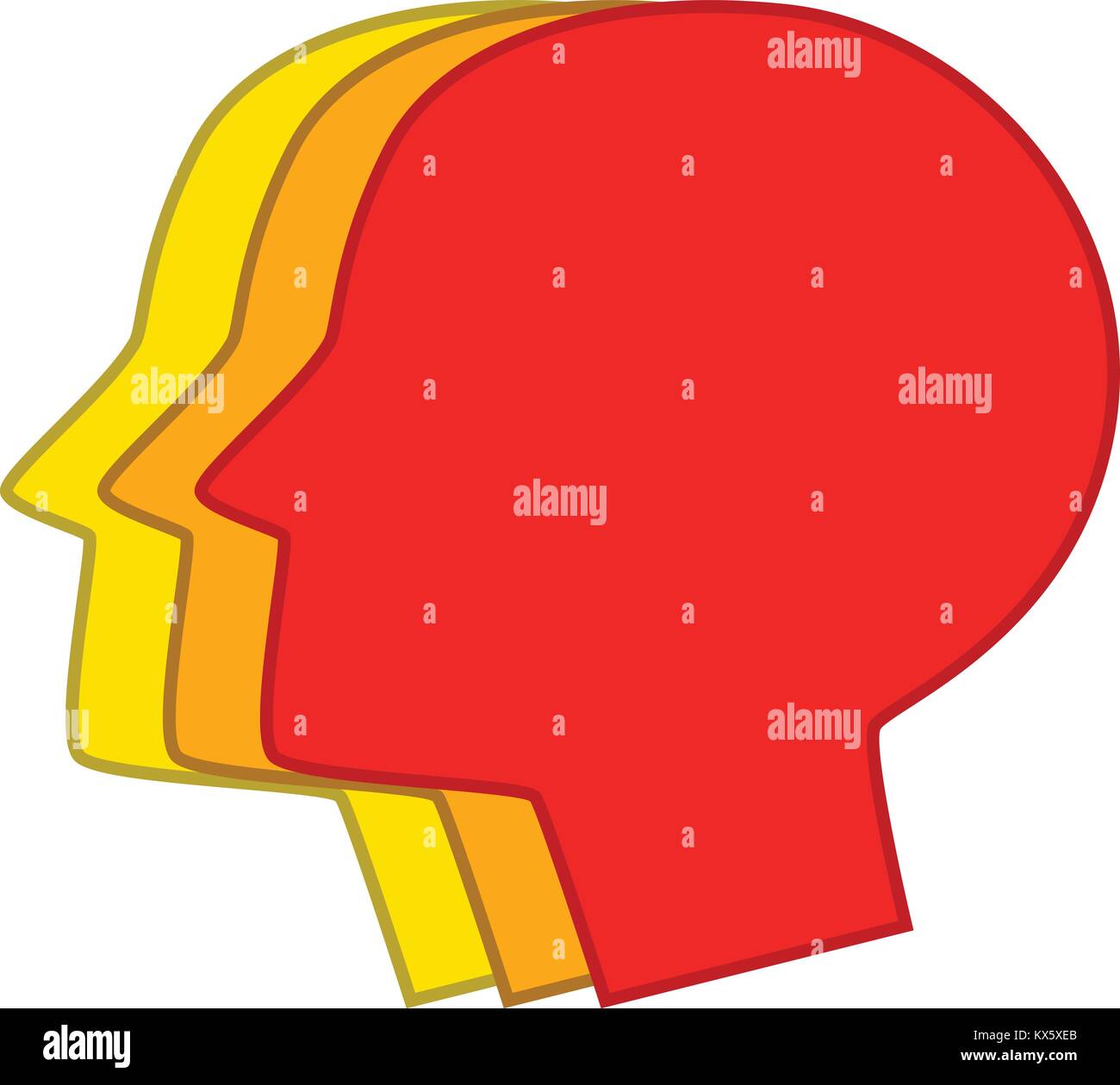 Three male head silhouettes icon, cartoon style Stock Vector Image ...