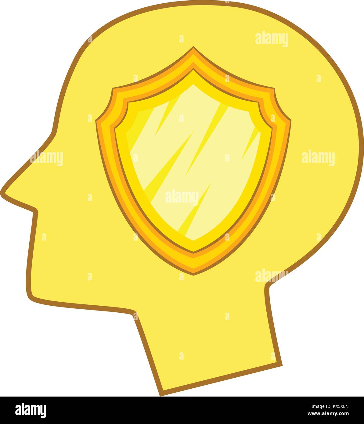 Shield inside human head icon, cartoon style Stock Vector Image & Art ...
