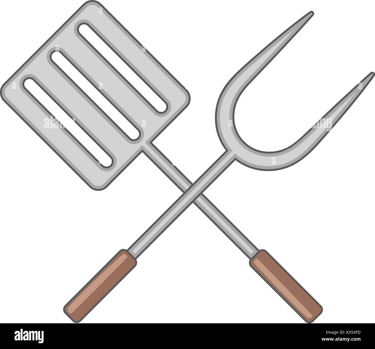 Spatula and barbeque fork icon, cartoon style Stock Vector Image & Art ...