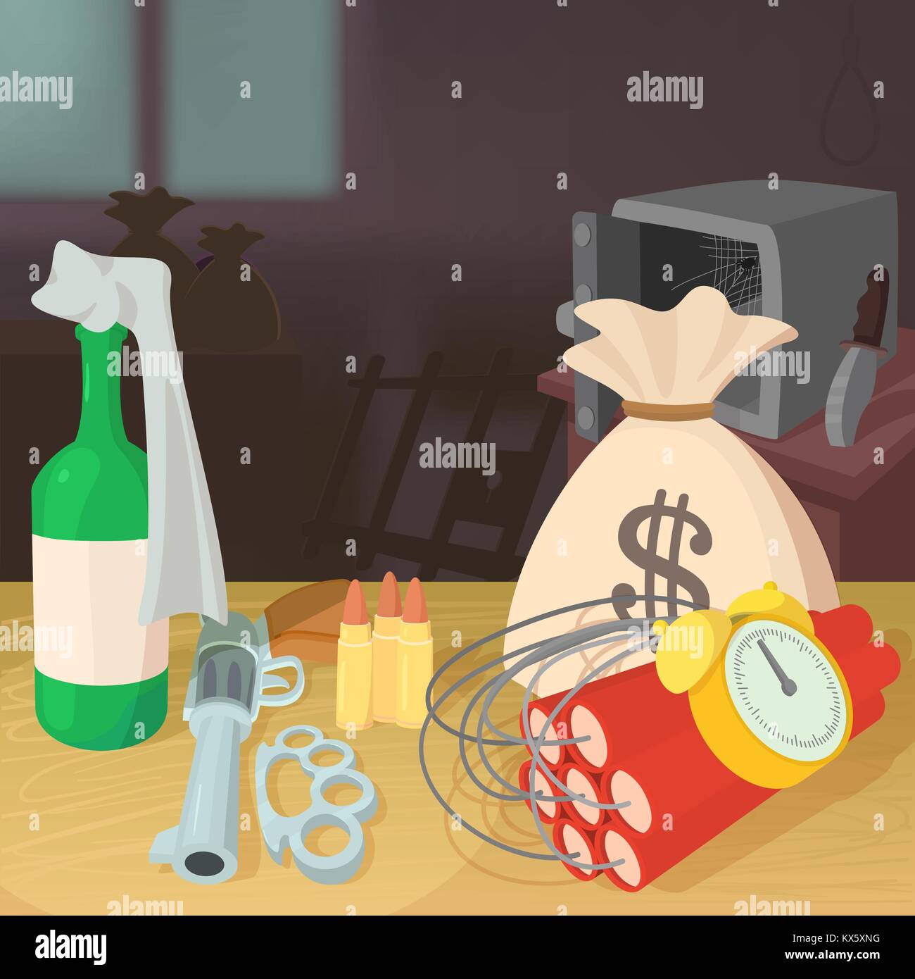 Steal money criminal concept, cartoon style Stock Vector Image & Art ...