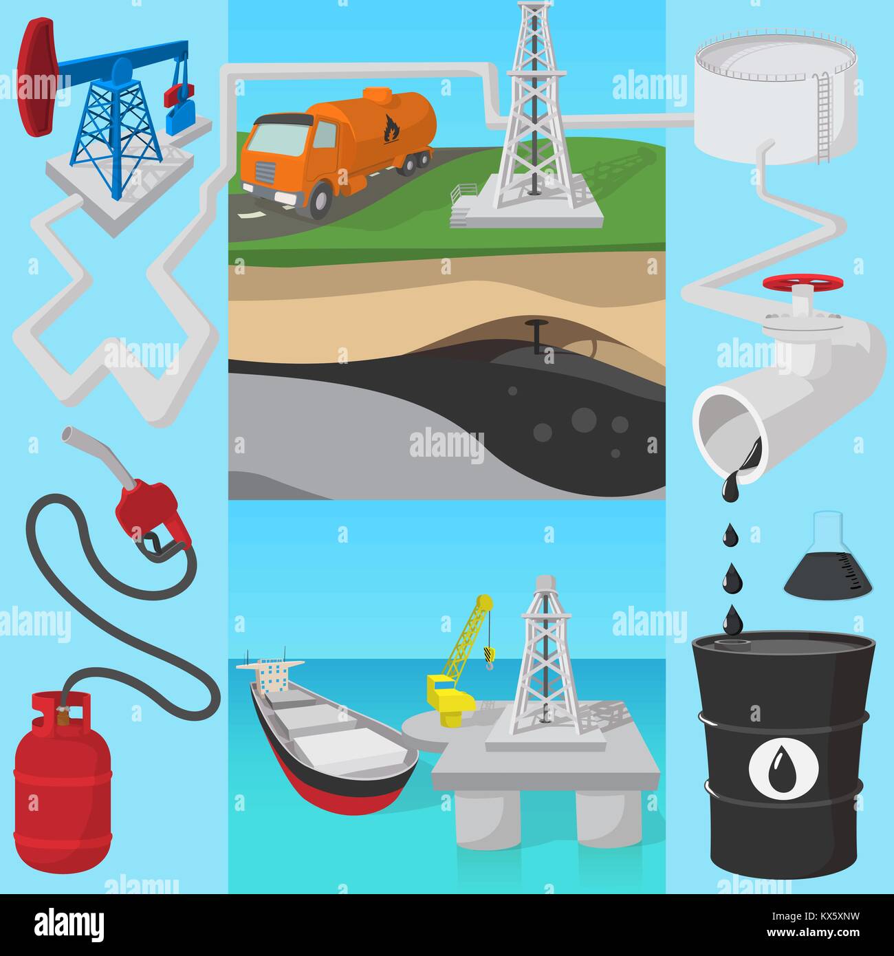Oil industry transit concept, cartoon style Stock Vector Image & Art ...