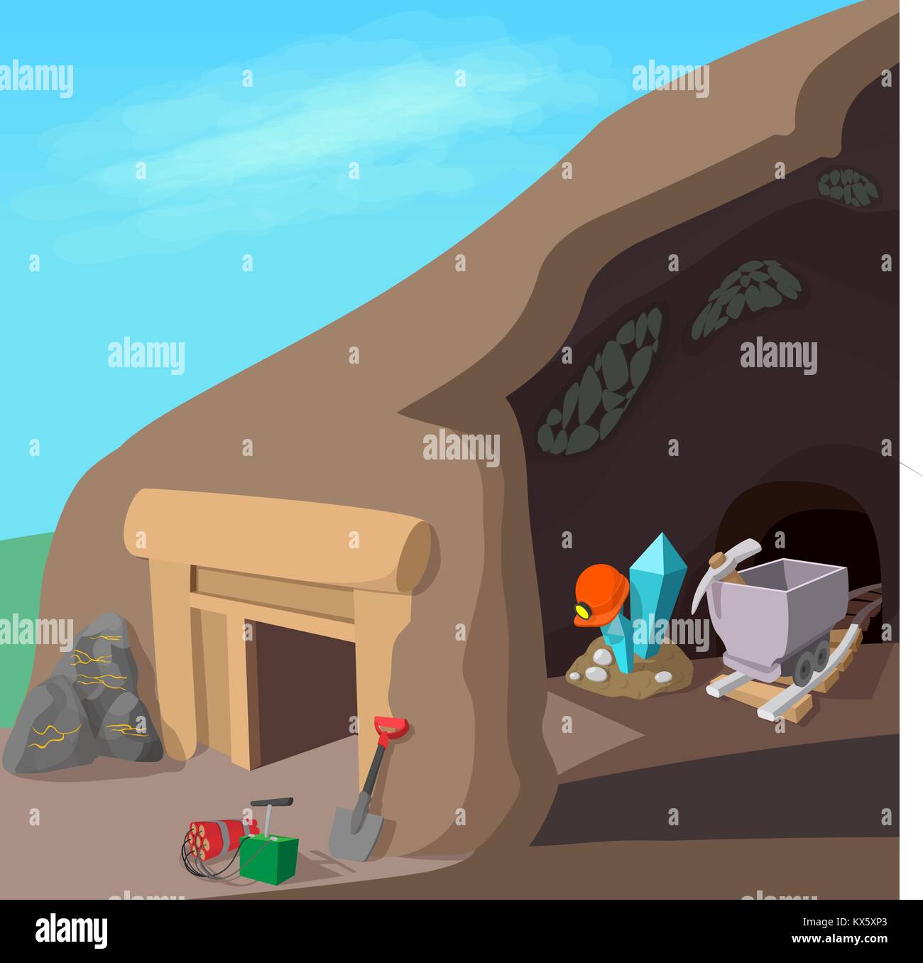 Mining process concept, cartoon style Stock Vector Image & Art - Alamy