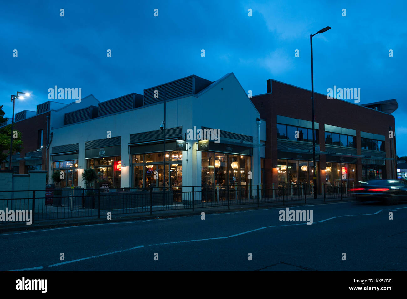 Restaurant area at night Stock Photo - Alamy
