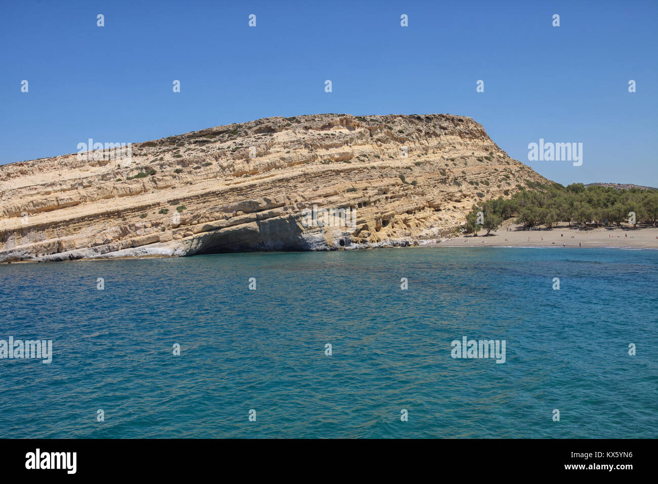 Ancient caves at matala in Crete, Greece. Caves were prehistoric ...