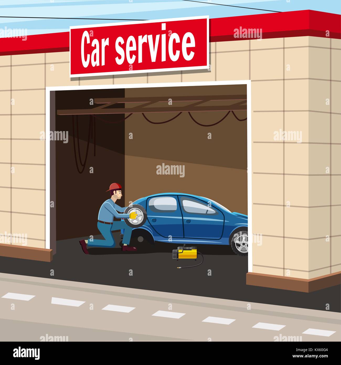 Cartoon Car Auto Repair Garage High Resolution Stock Photography and ...