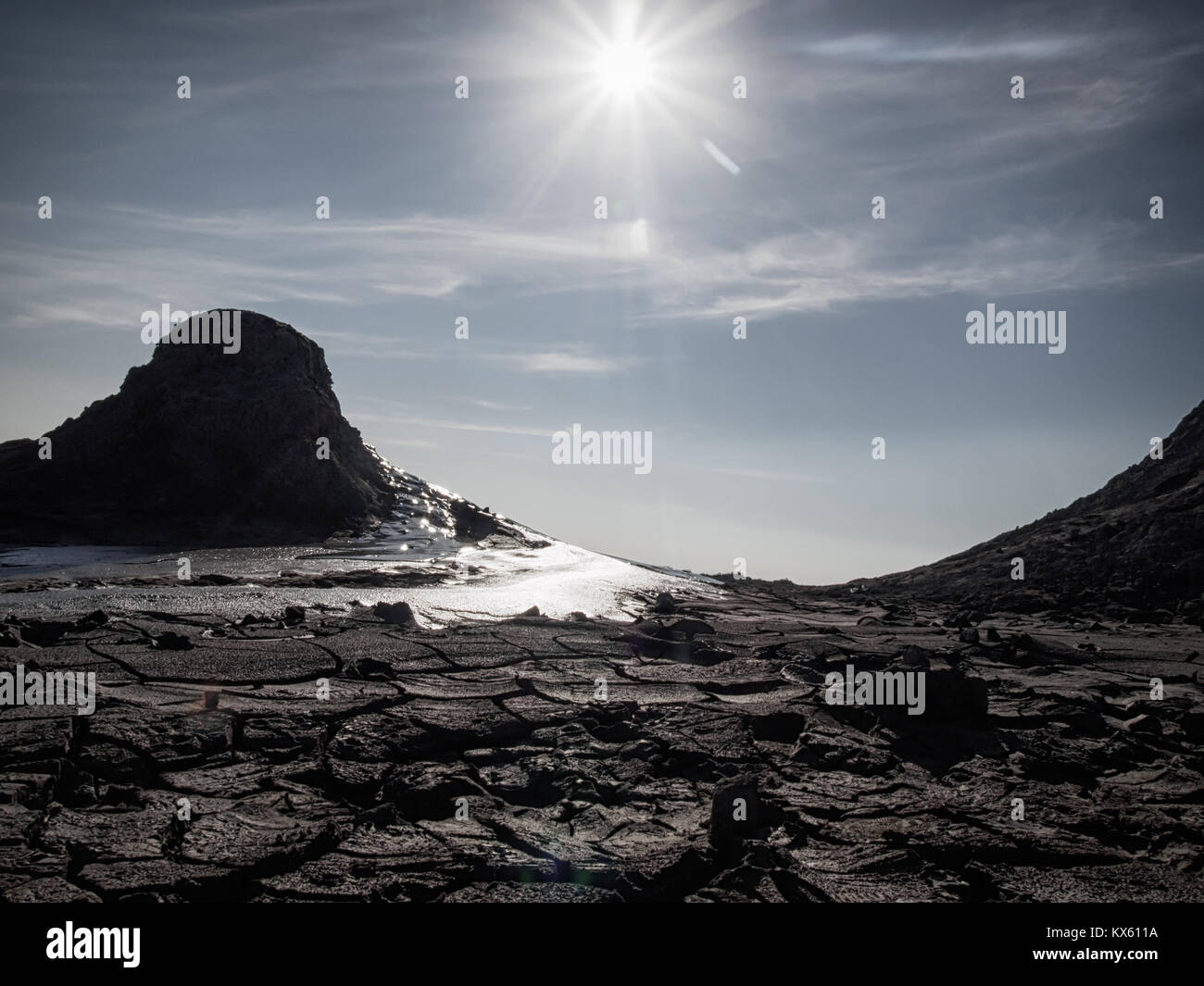 Martian landscape of mud desert in Gobustan, Azerbaijan Stock Photo - Alamy