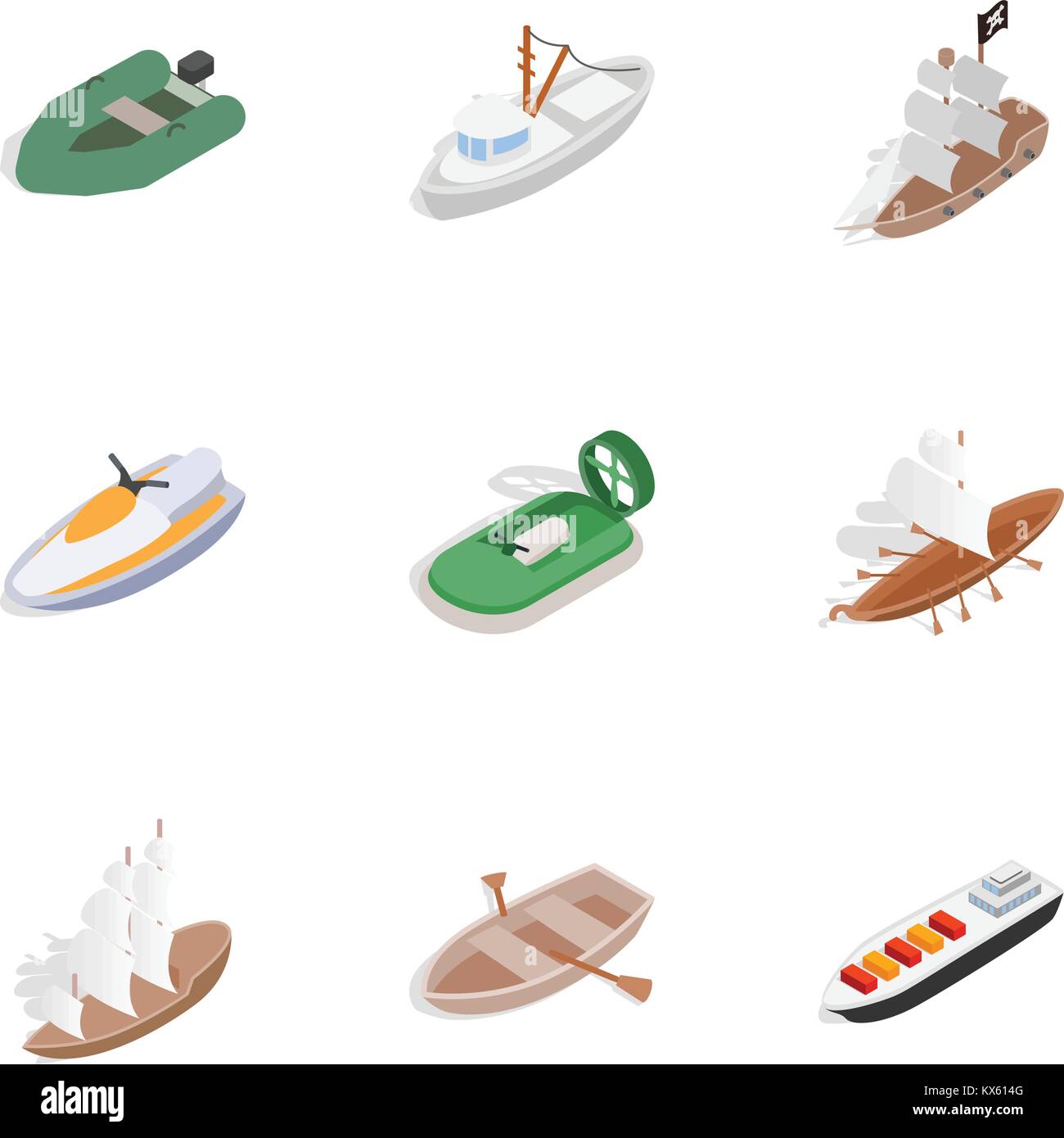Sea transport icons, isometric 3d style Stock Vector Image & Art - Alamy