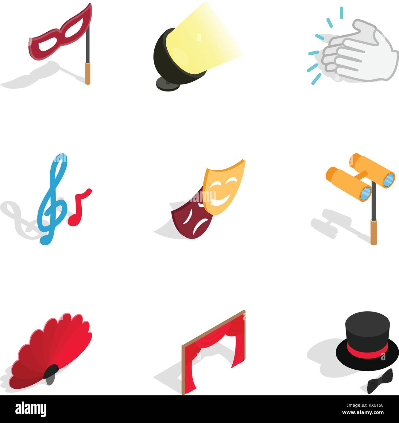Theater performance icons, isometric 3d style Stock Vector Image & Art ...