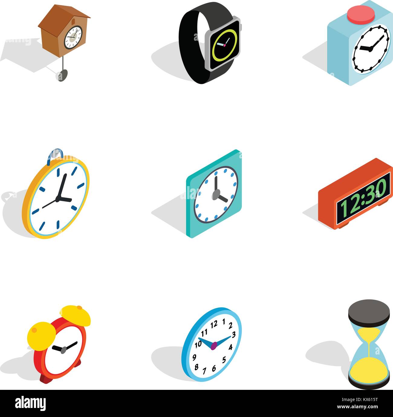 Time and clock icons, isometric 3d style Stock Vector Image & Art - Alamy