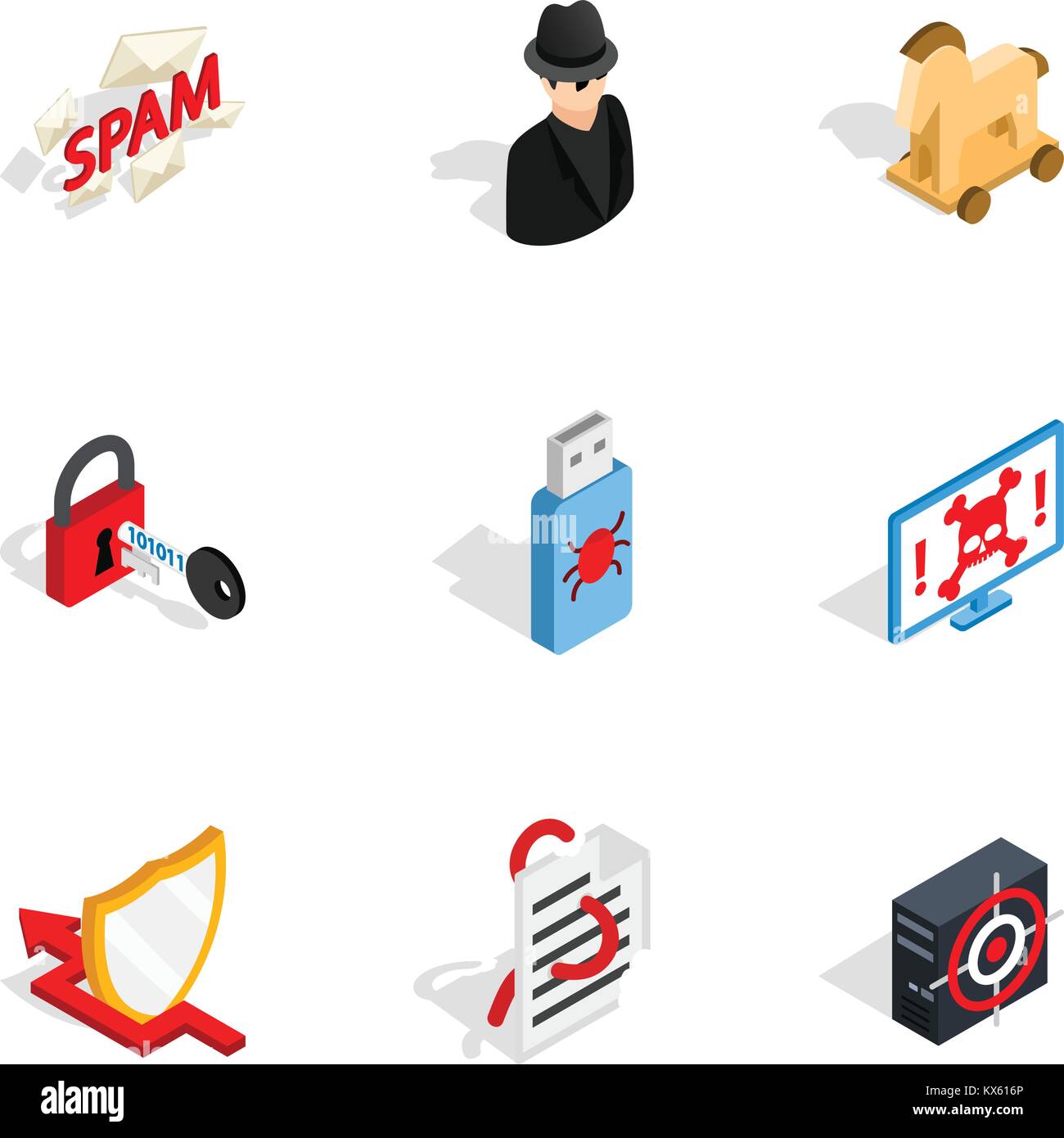 Spam, virus, thief icons, isometric 3d style Stock Vector Image & Art ...