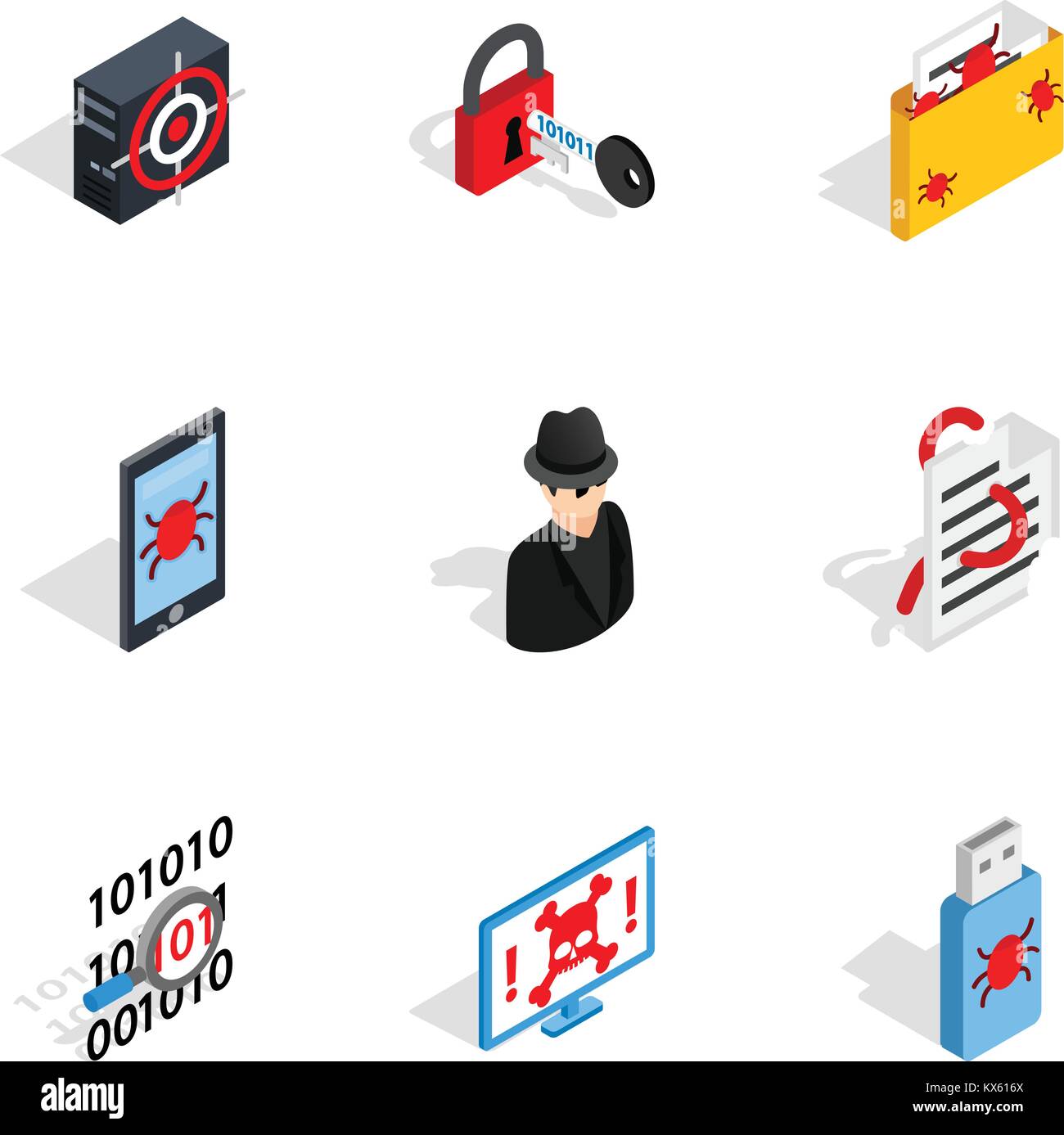 Hacker icons, isometric 3d style Stock Vector Image & Art - Alamy