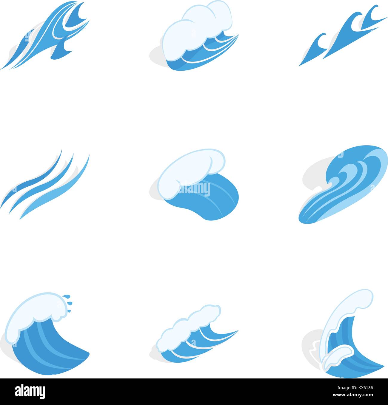 Ocean or sea wave icons, isometric 3d style Stock Vector Image & Art ...