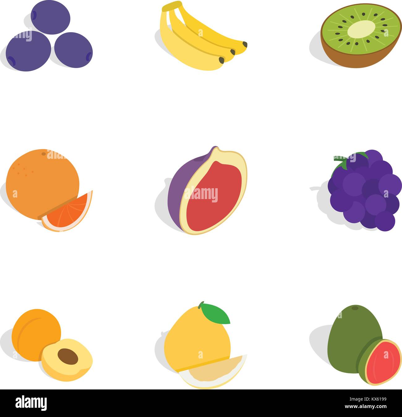 Fresh fruit icons, isometric 3d style Stock Vector Image & Art - Alamy