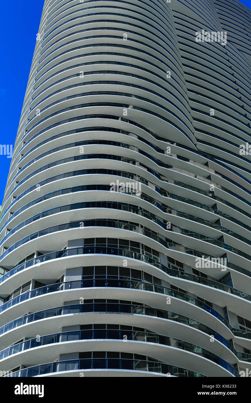 A Round White Balconies Rising up Miami Tower Stock Photo - Alamy