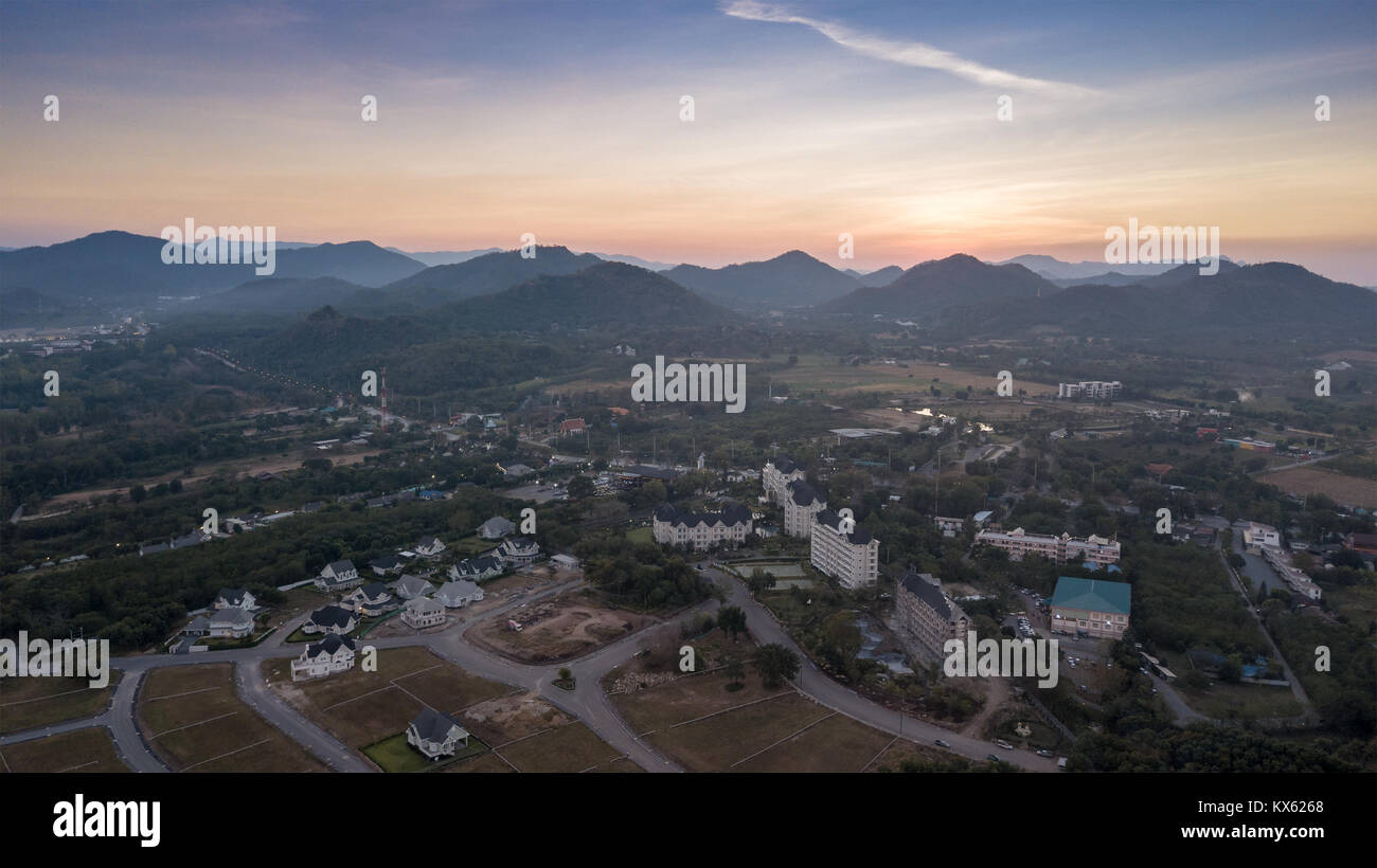 aerial view from drone: Landscape of Pak Chong District with beautiful ...
