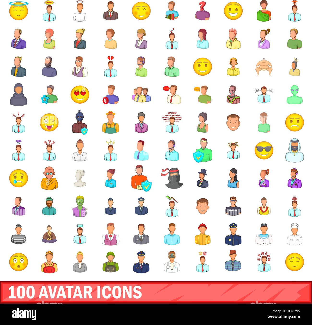 100 avatar icons set, cartoon style Stock Vector Image & Art - Alamy