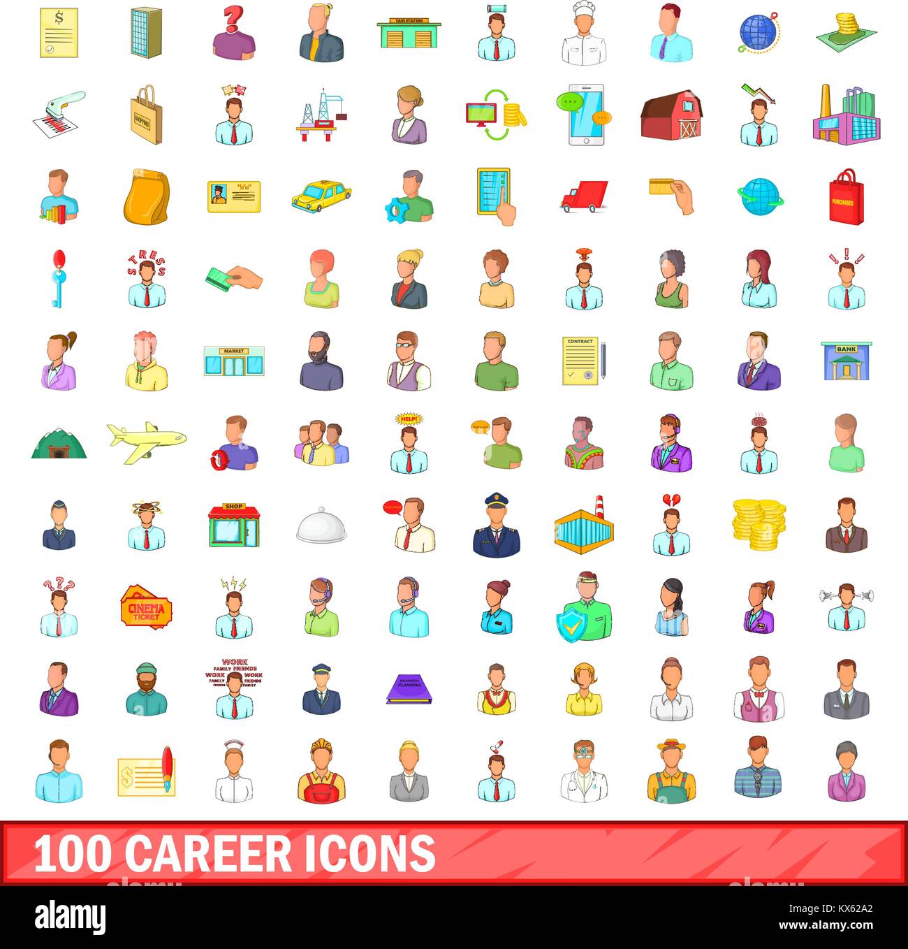 100 career icons set, cartoon style Stock Vector Image & Art - Alamy