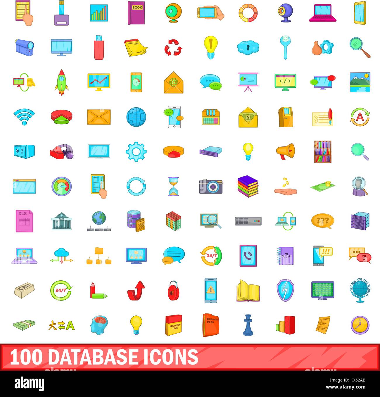 100 database icons set, cartoon style Stock Vector Image & Art - Alamy