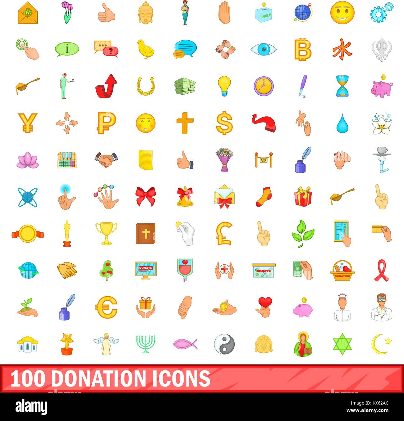 100 donation icons set, cartoon style Stock Vector Image & Art - Alamy