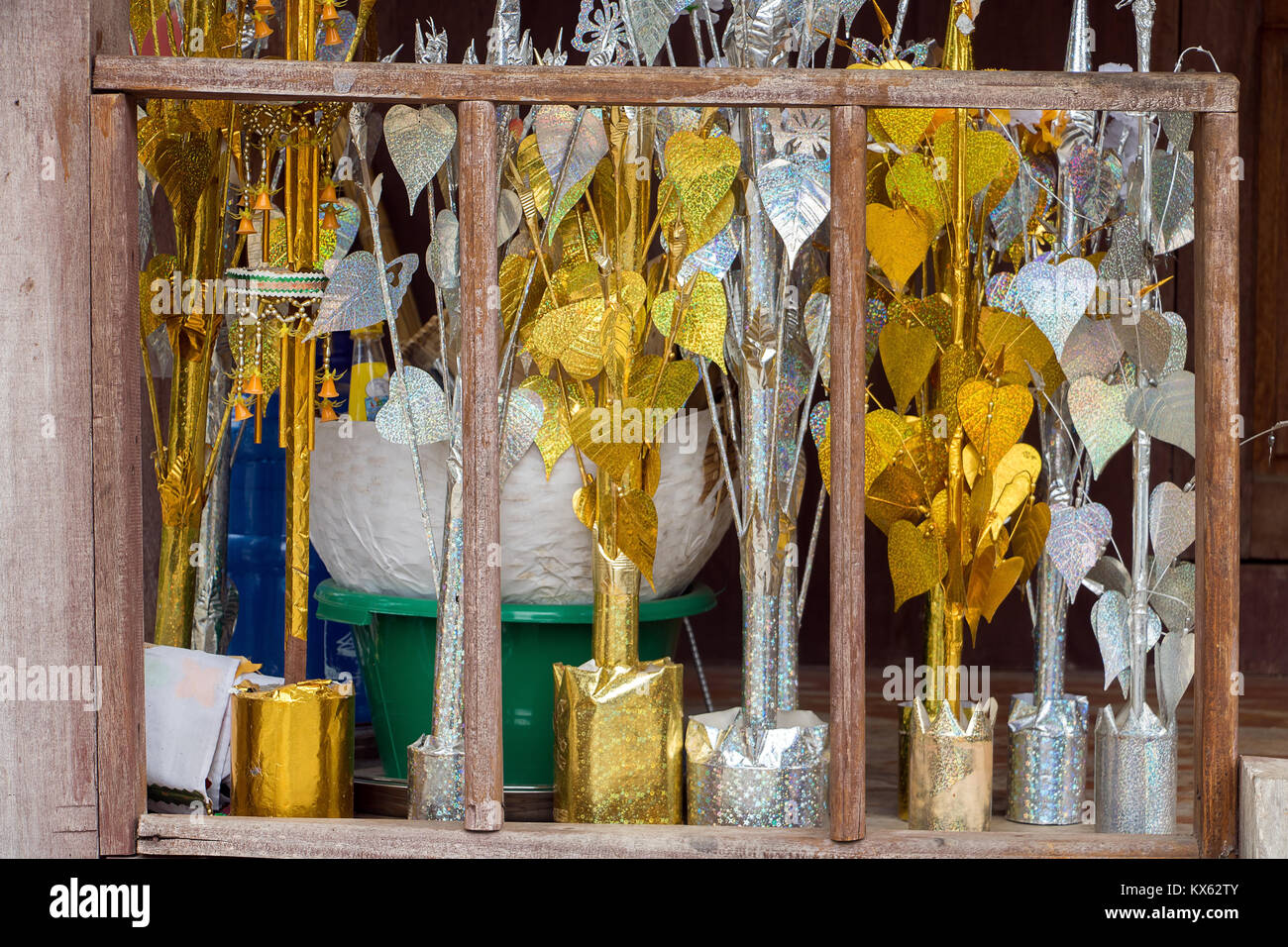 Traditional Buddhist decoration - golden and silver Bodhi Tree ...